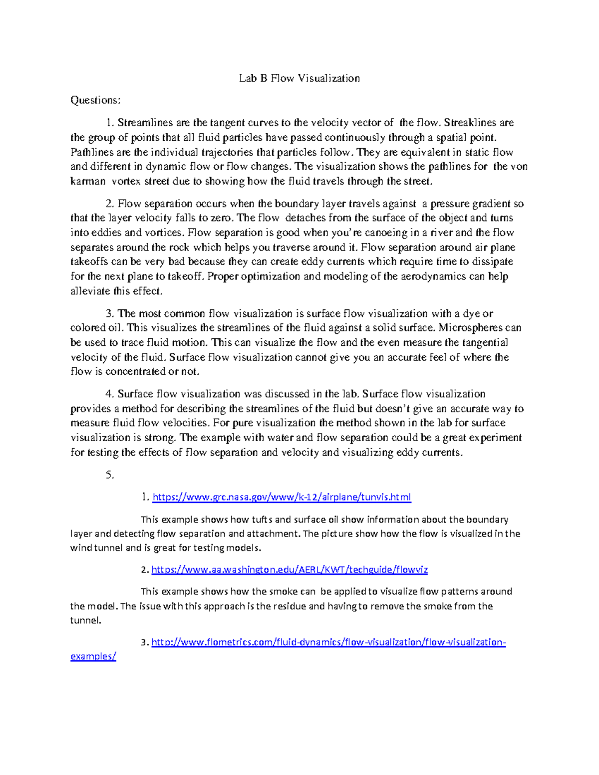 Lab B Flow Visualization Warning Tt Undefined Function 32 Warning Tt Undefined Function