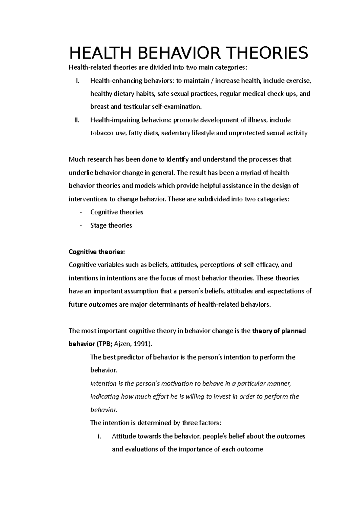 73. Health Behavior theories - HEALTH BEHAVIOR THEORIES Health-related ...