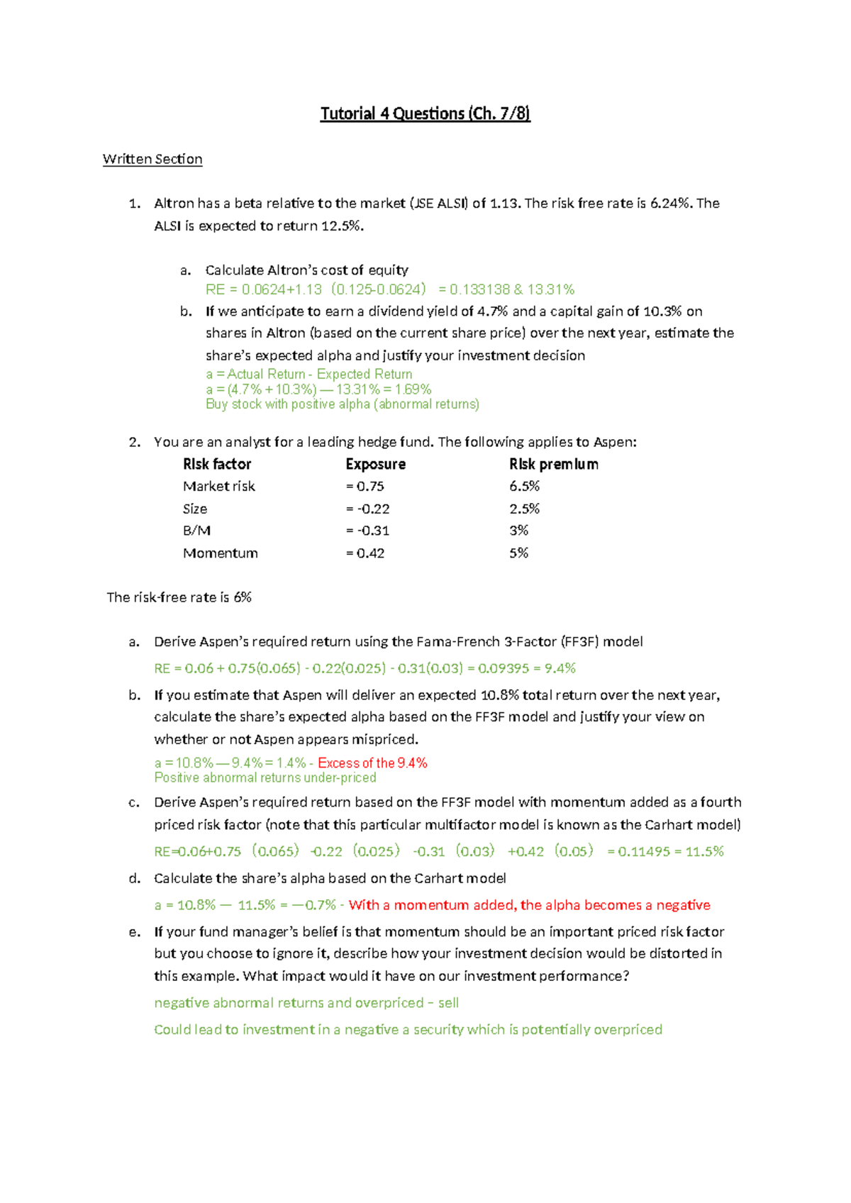 4. Tutorial 4 Questions 2024 (Ch. 7) - Tutorial 4 Questions (Ch. 7/8 ...