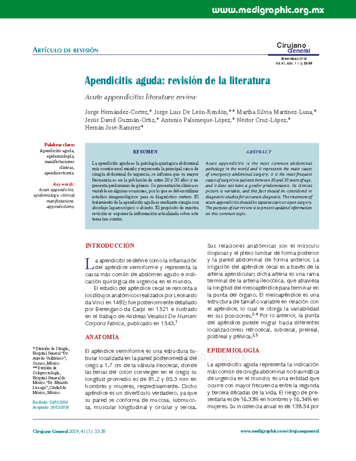 Apendicitis - ,mkkhk - medigraphic.org ARTÍCULO DE REVISIÓN RESUMEN La ...