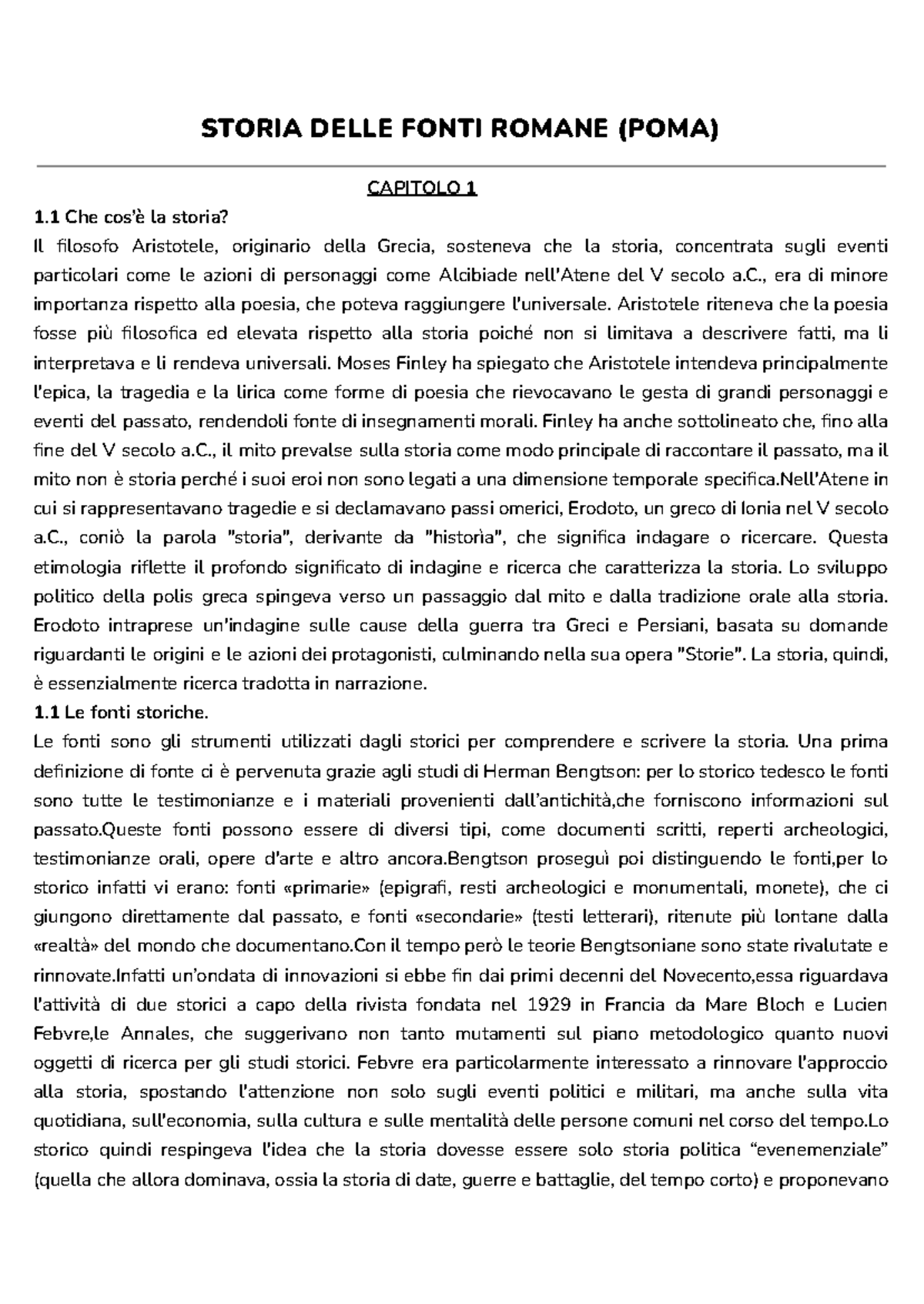 Storia Delle Fonti Romane (POMA) - STORIA DELLE FONTI ROMANE (POMA) CAPITOLO 1 1 Che cos’è la ...