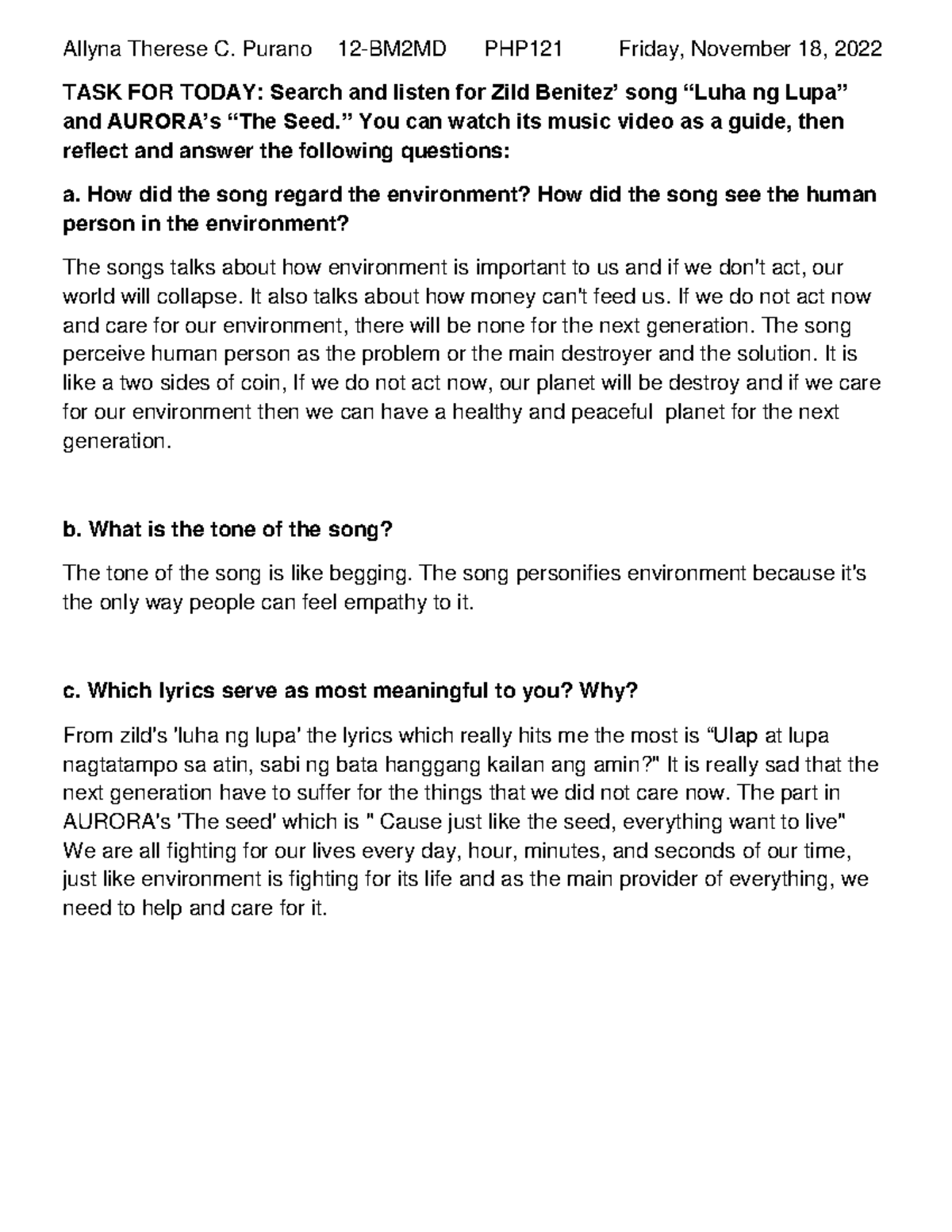 Purano PHP121 BM2MD - this is a practice material - Allyna Therese C ...