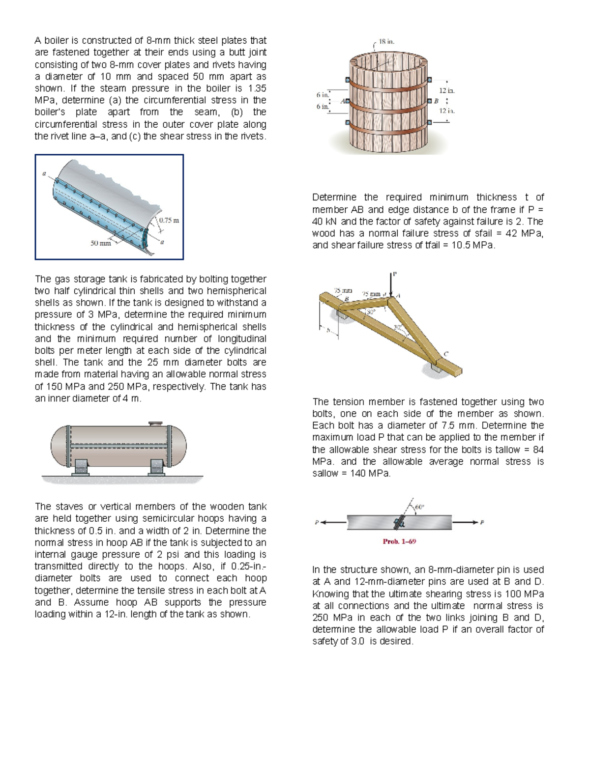 Mecdef Assignment 2 (Oblique, FOS, Thin-Walled) - A boiler is ...