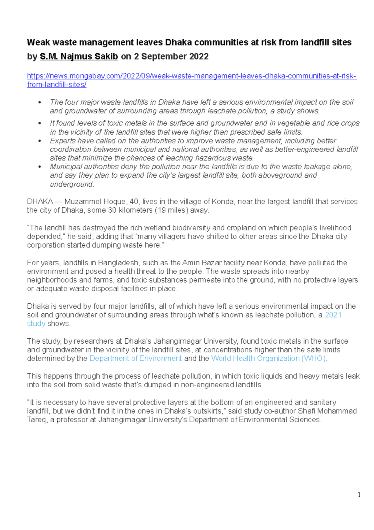 Case study for Land pollution - Weak waste management leaves Dhaka ...