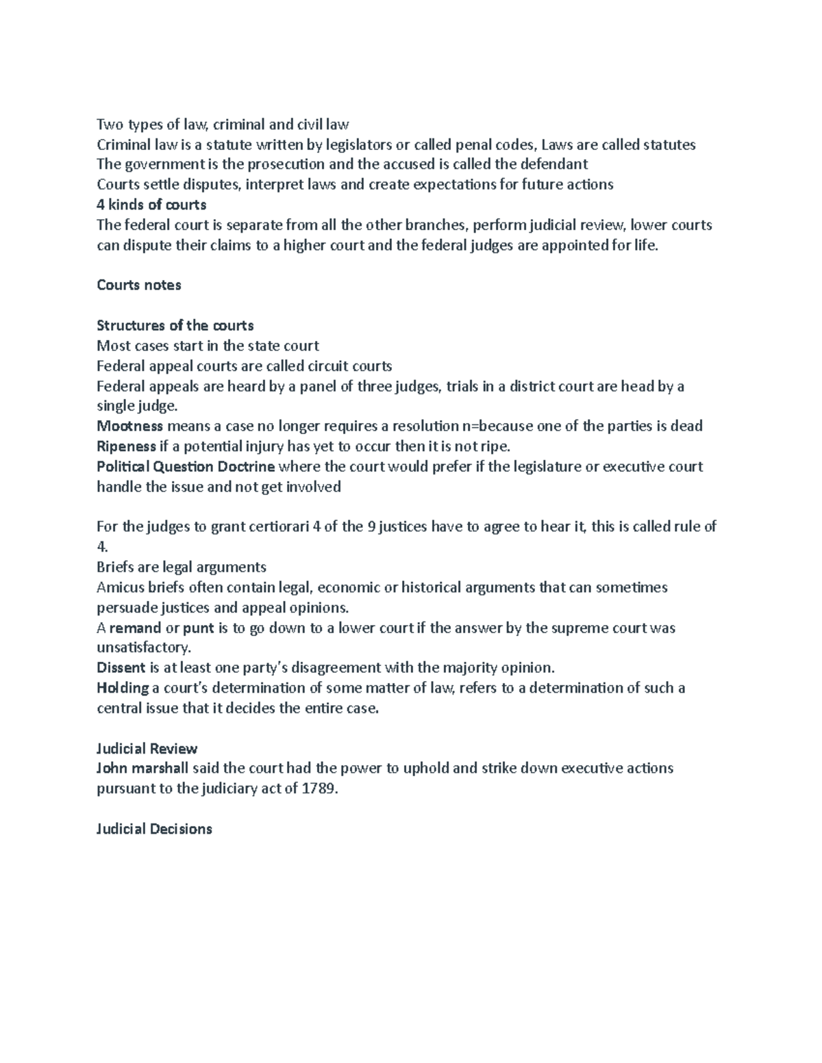 Types of Law / Political Science - Two types of law, criminal and civil ...