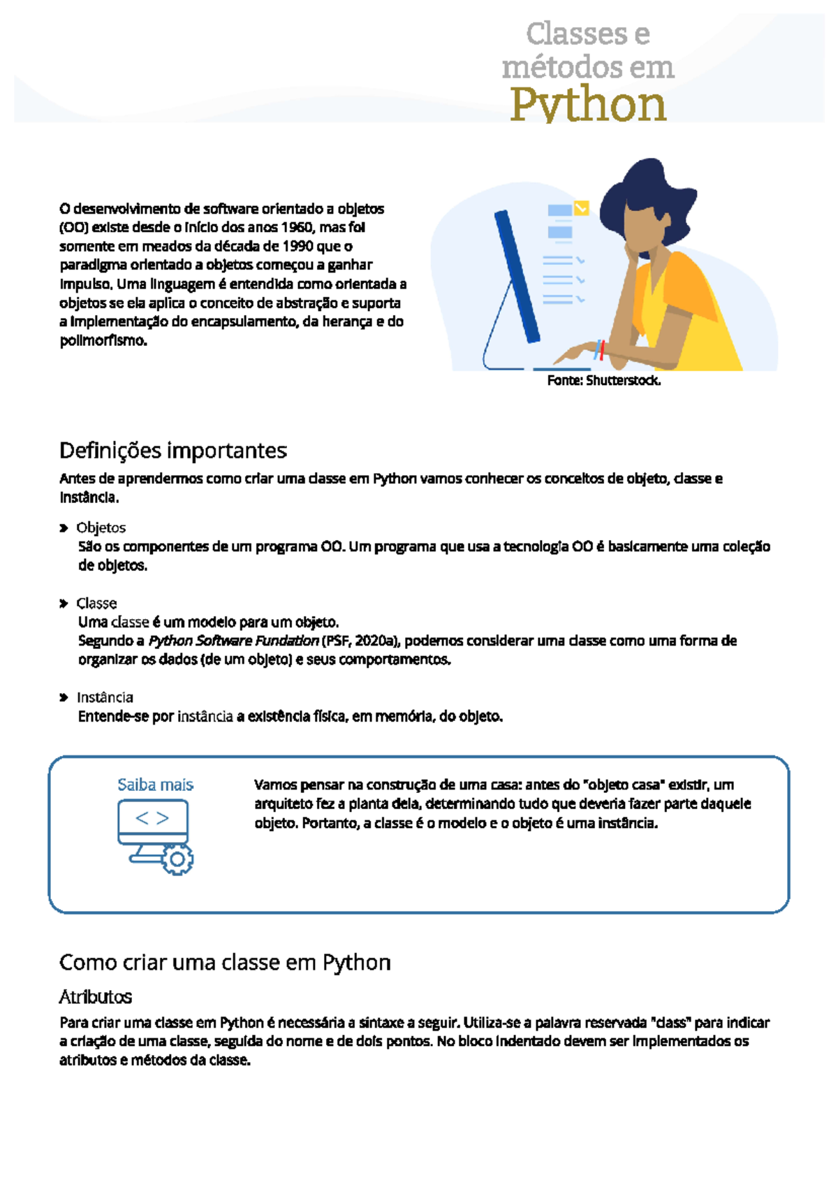 Classes e metodos em Pyton - Linguagem de Programação - Studocu