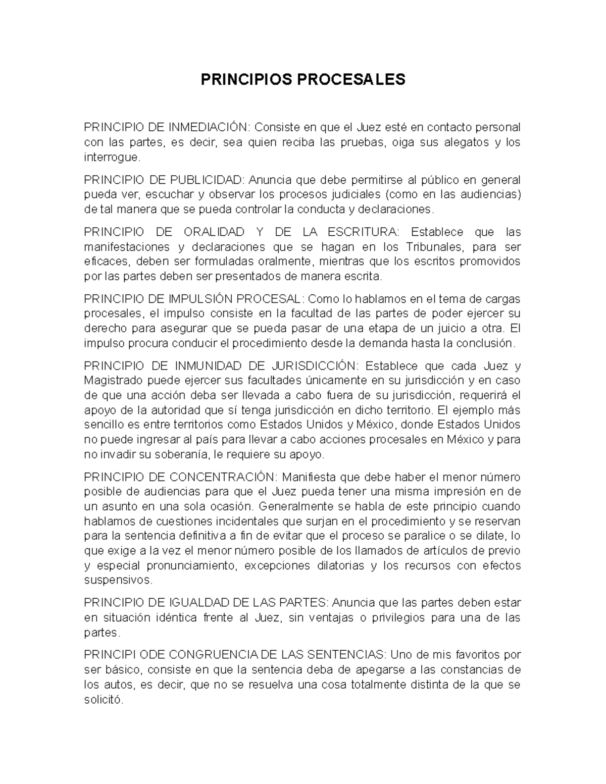 Principios Procesales - PRINCIPIOS PROCESALES PRINCIPIO DE Consiste en ...