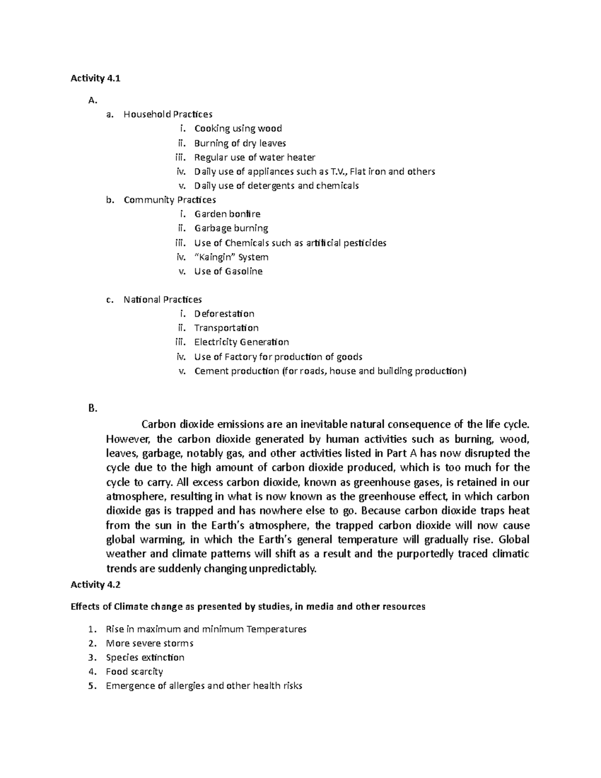 STS-Activity-Module 4 - Activity 4. A. a. Household Practices i ...