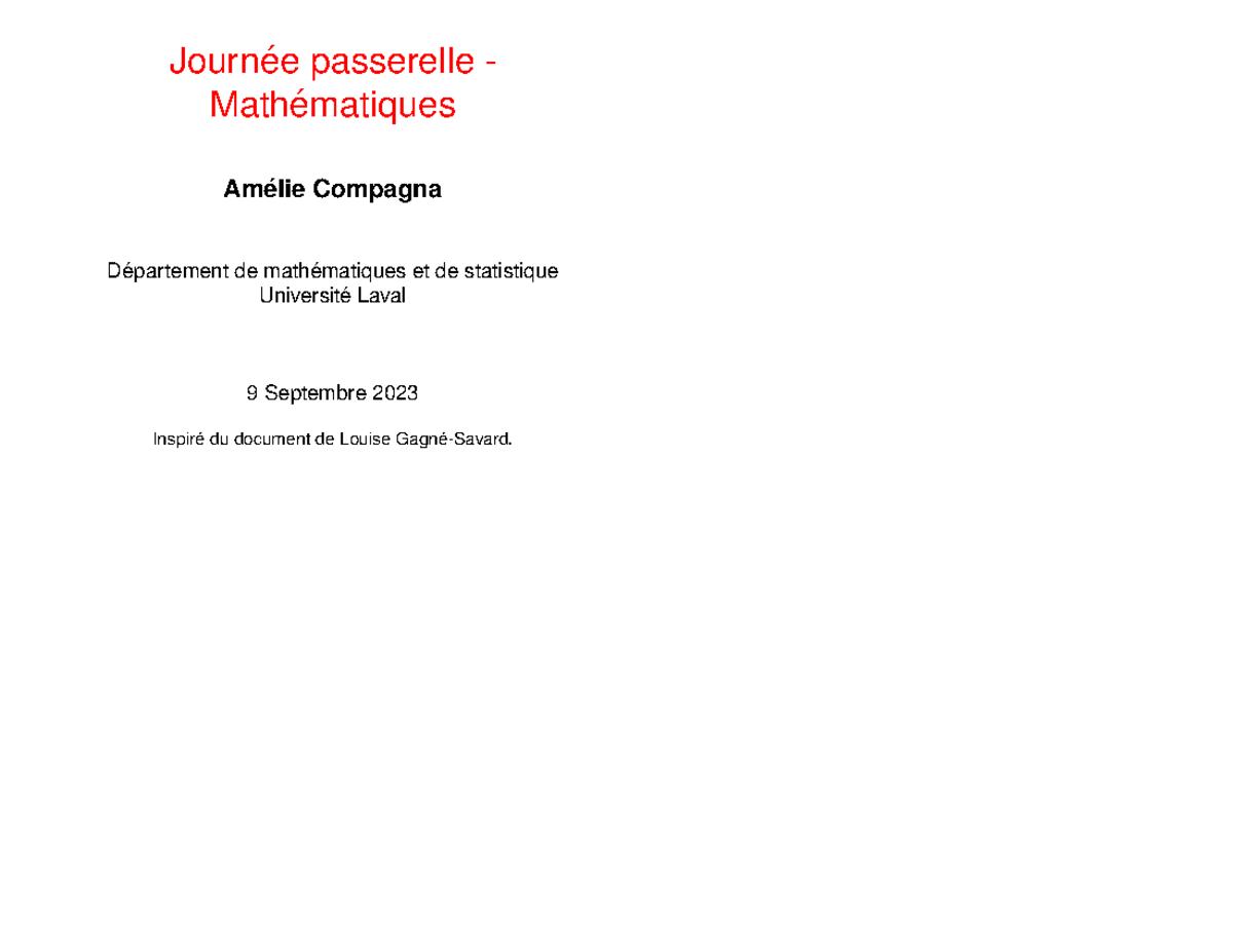 Diapositives MAT - Journée de reprise Mat 0150 - Journ ́ee passerelle ...