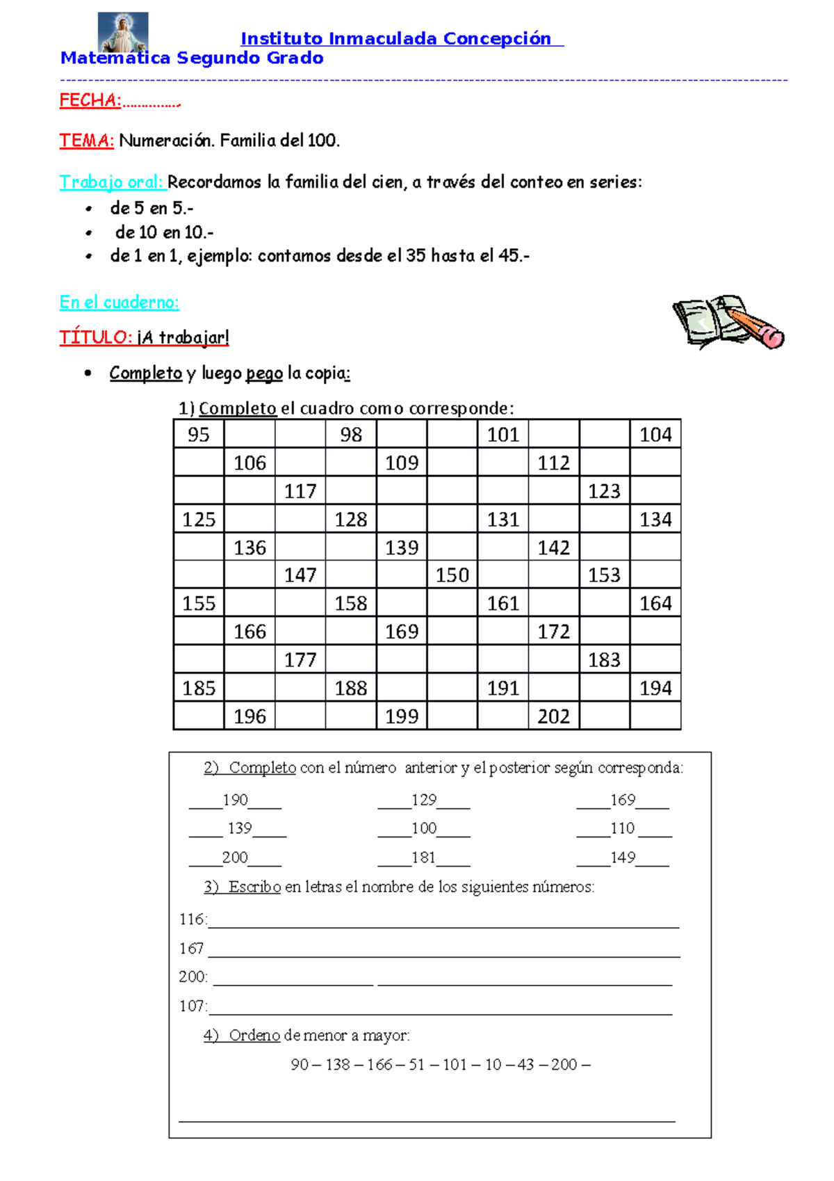 Planes 2do repaso matem 100AL500 - Matemática Segundo Grado - FECHA ...