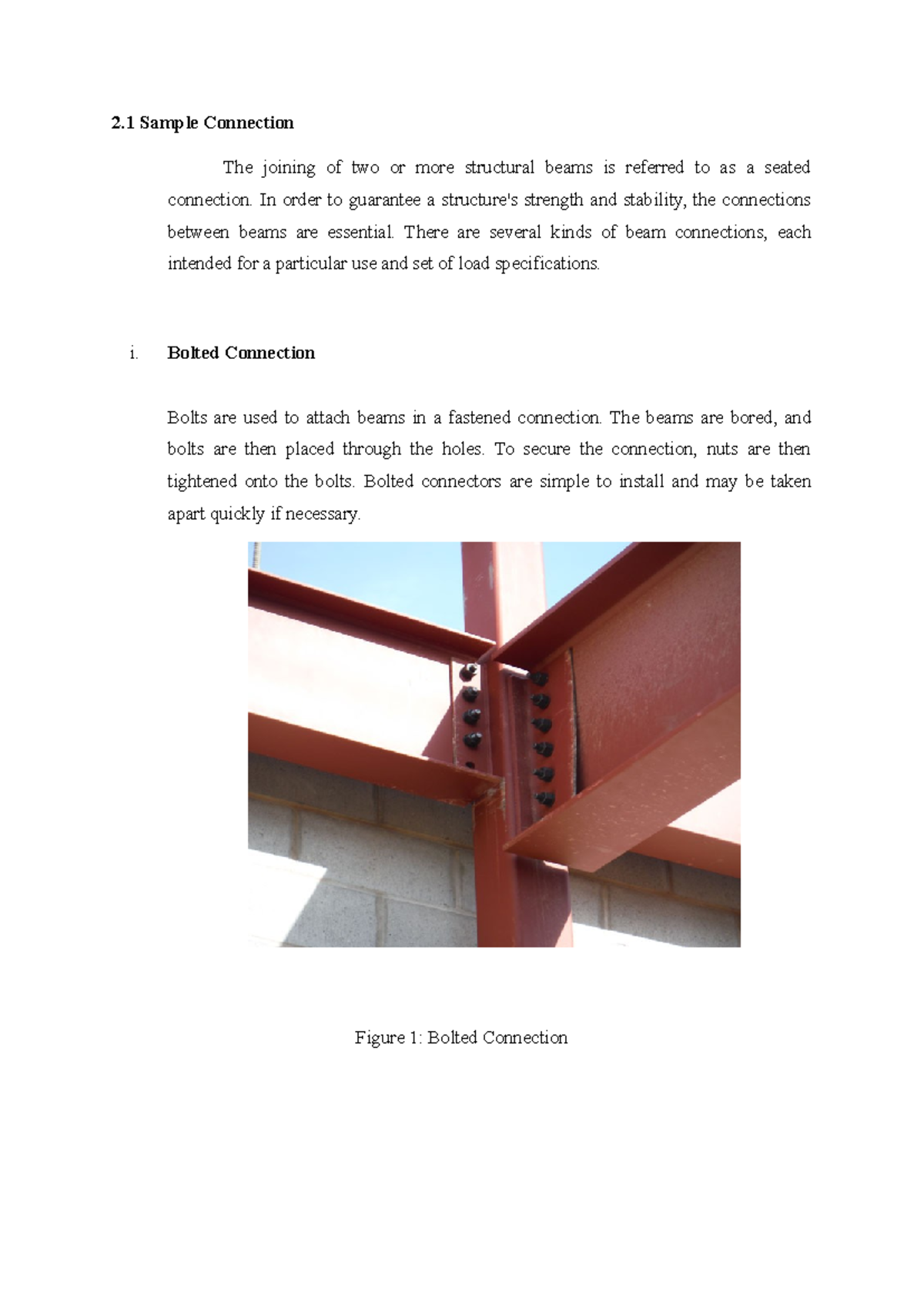 2.1 Sample connection - Summary diploma in building - 2 Sample ...
