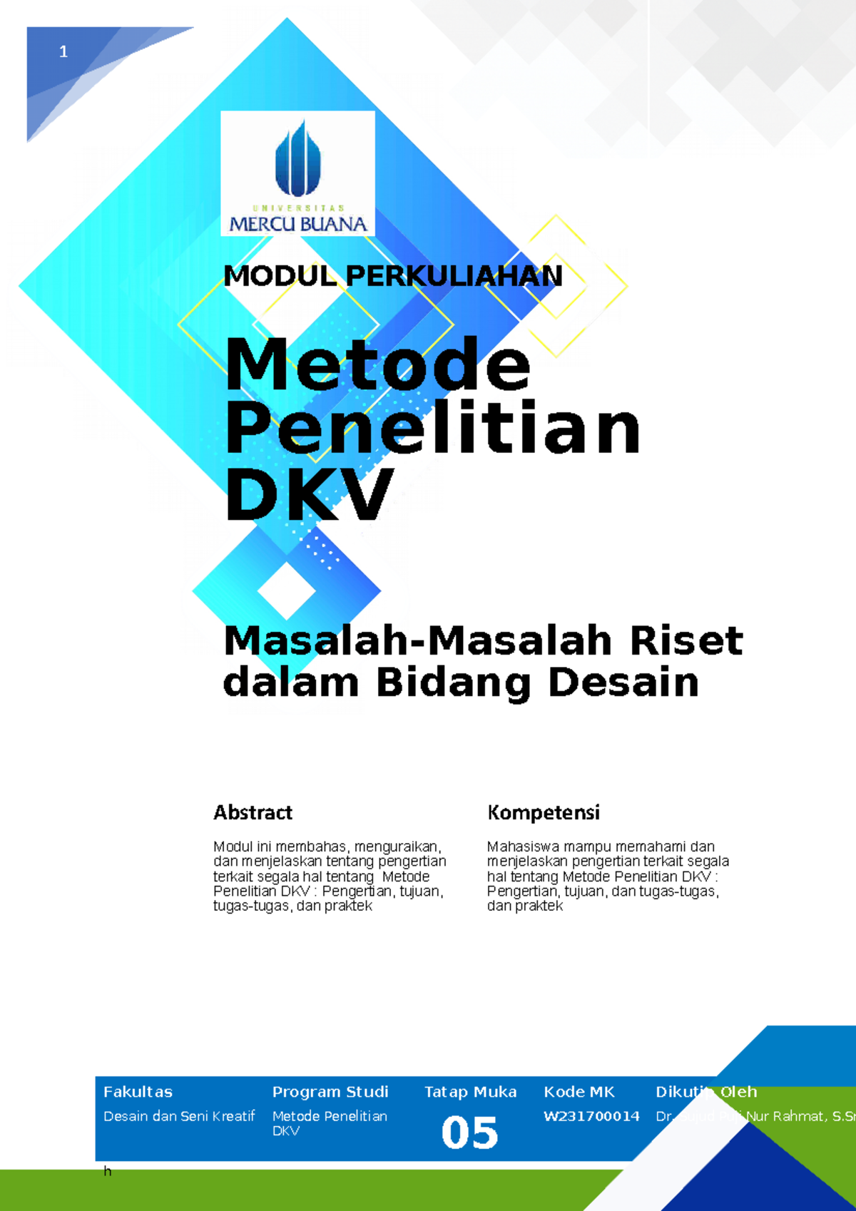 5. Metode Penelitian DKV - 1 MODUL PERKULIAHAN Metode Penelitian DKV Masalah-Masalah Riset dalam ...