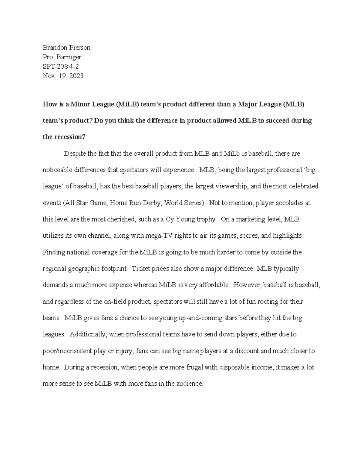 SPT 208 4-2 - 4-2 - Brandon Pierson Pro. Baringer SPT 208 4- Nov. 19 ...