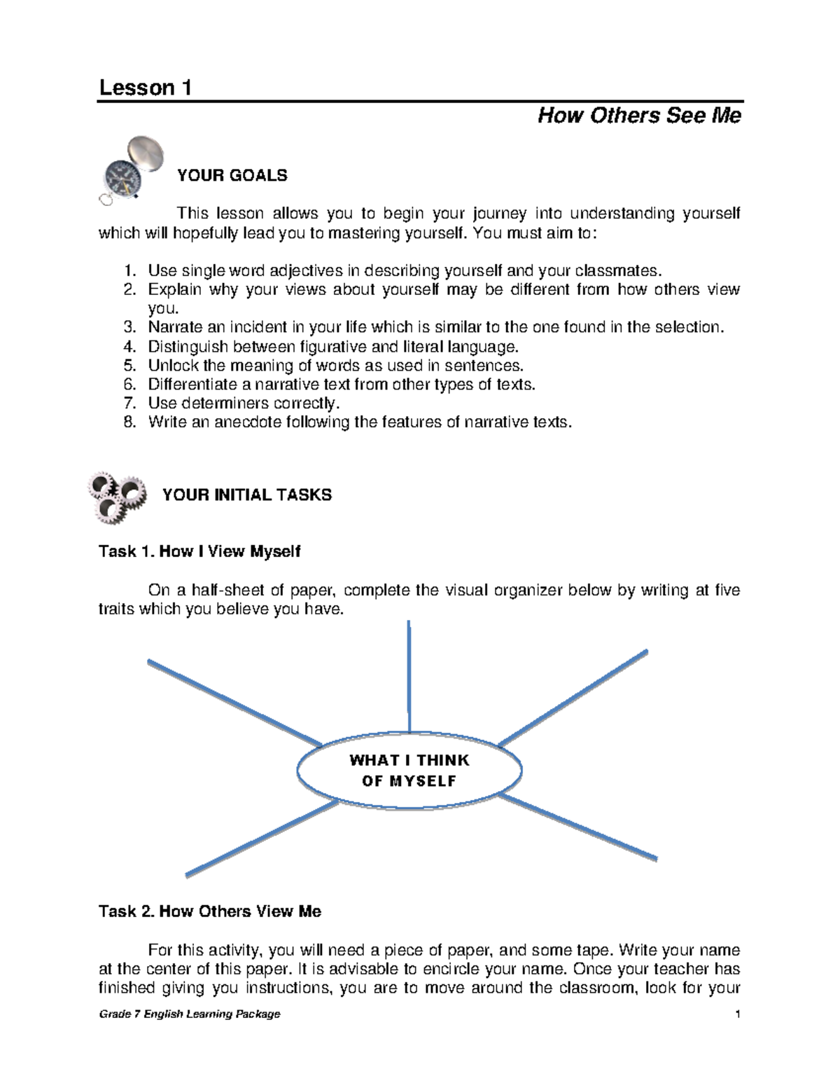 Lp second quarter grade 7 english - Lesson 1 How Others See Me YOUR ...