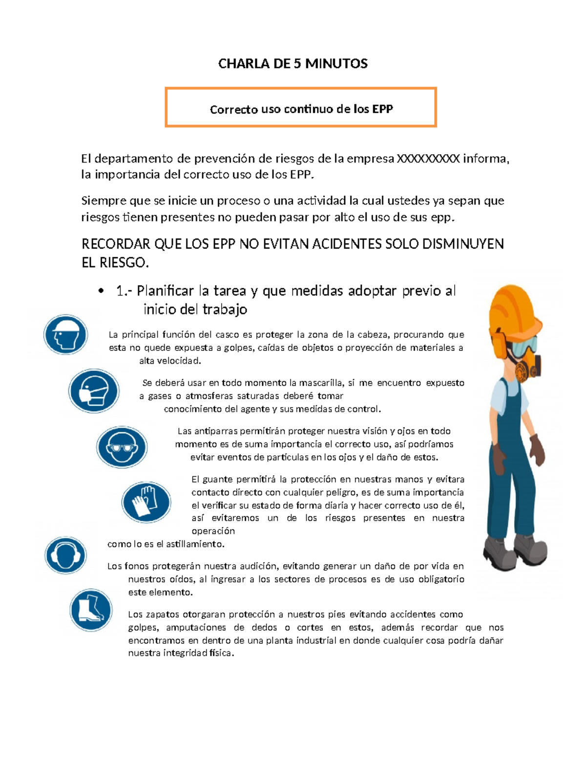 Charlas 5 minutos uso correcto de epp - CHARLA DE 5 MINUTOS Correcto ...