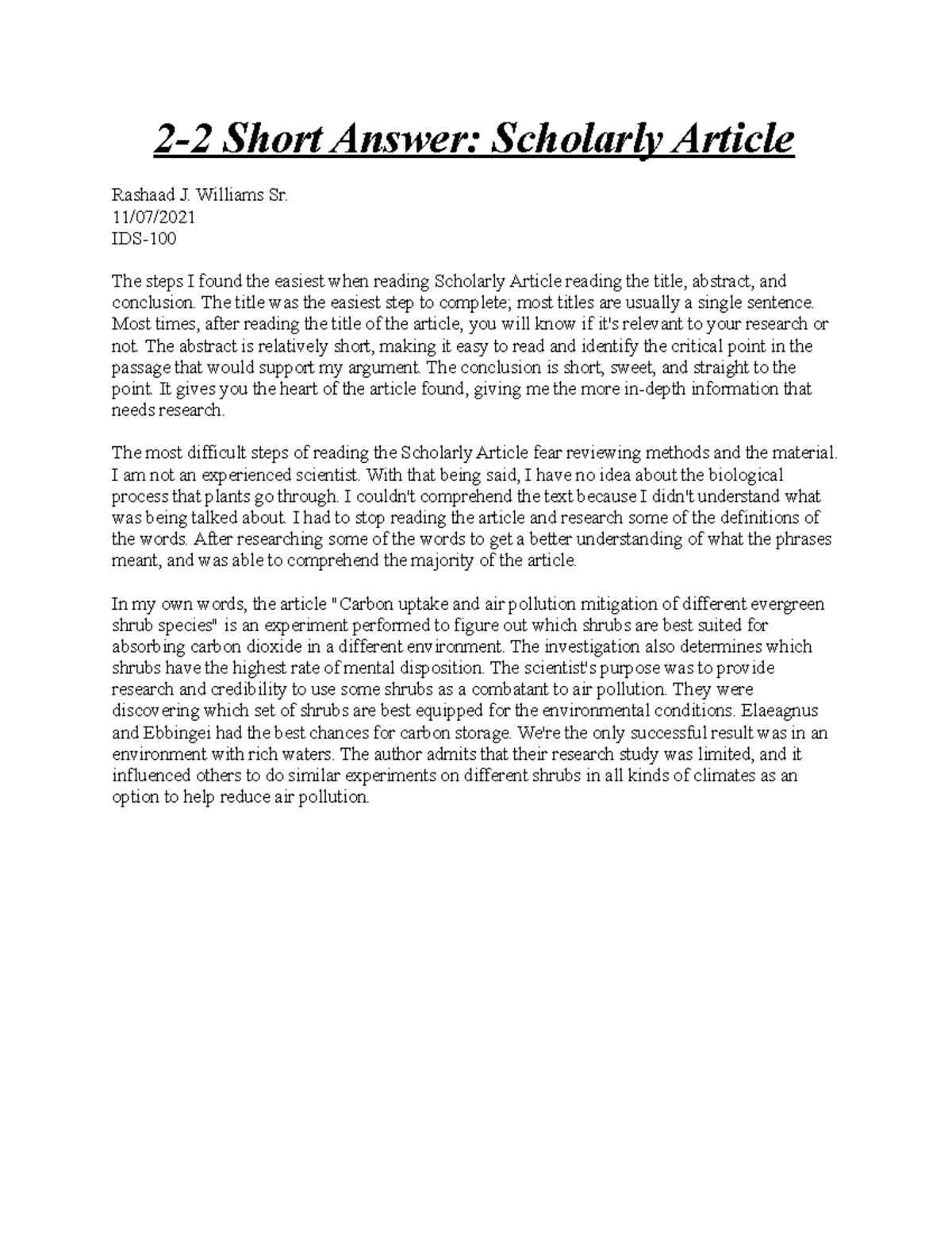 2-2 Short Answer Scholarly Article - 2-2 Short Answer: Scholarly ...