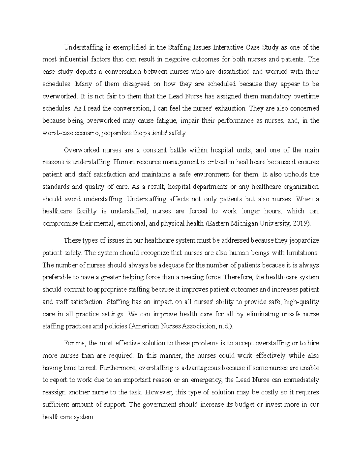 Staffing Issues - interactive - Understaffing is exemplified in the Staffing Issues Interactive ...