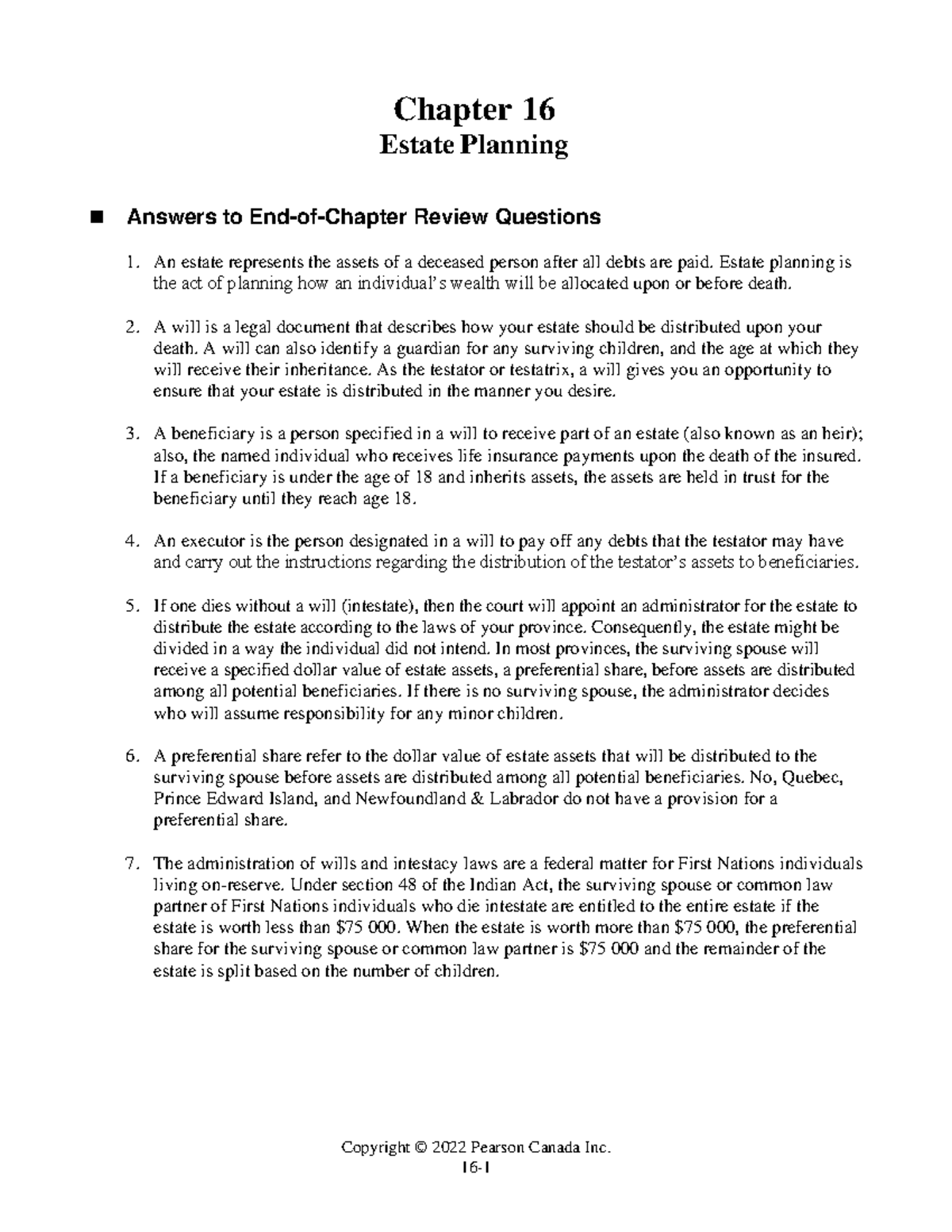 Chapter 16 Solutions - Copyright © 2022 Pearson Canada Inc. Chapter 16 ...