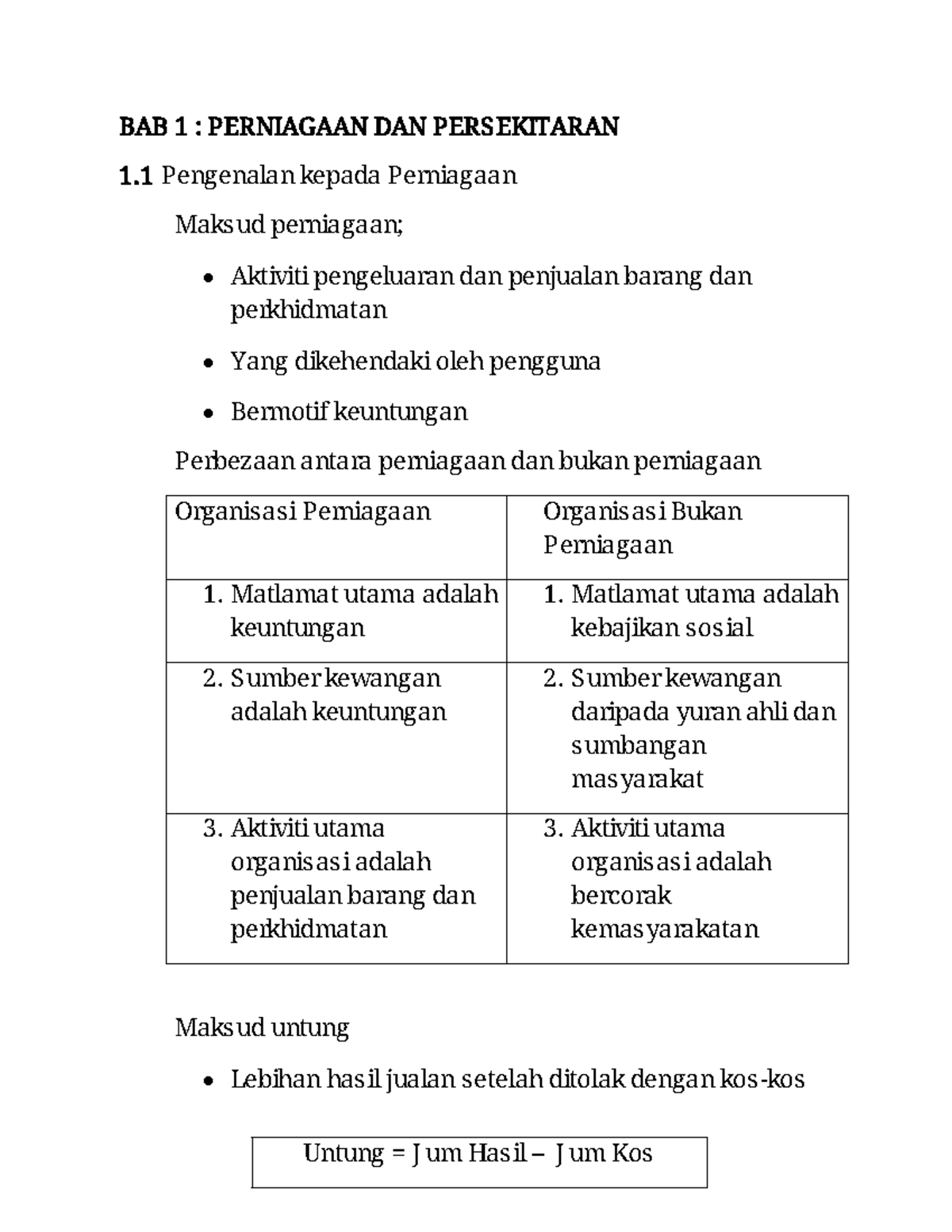 NOTA PP SEM 1 - notaa - BAB 1 : PERNIAGAAN DAN PERSEKITARAN 1 .1 ...