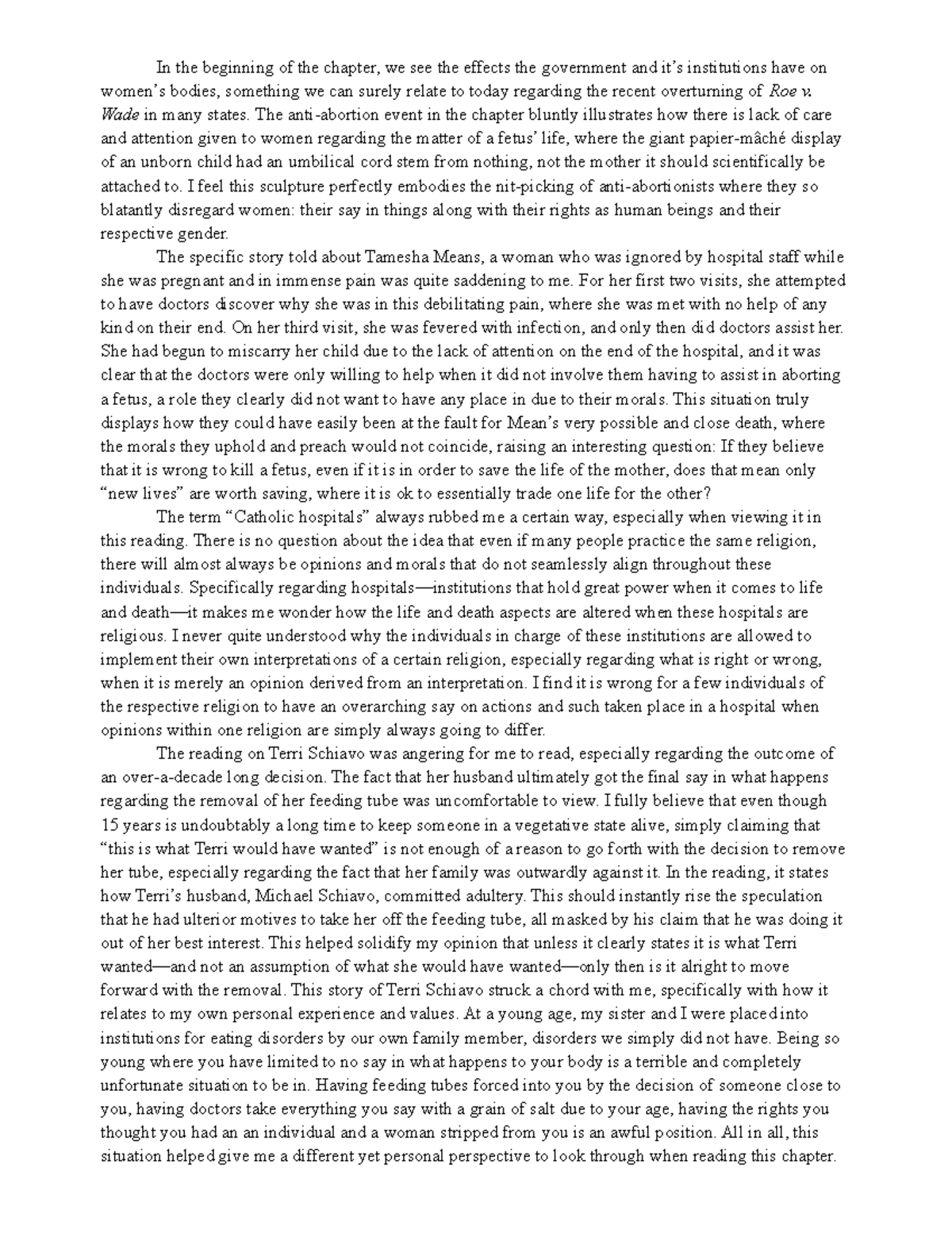 Death and Afterlife Reflection Paper 3 - In the beginning of the ...