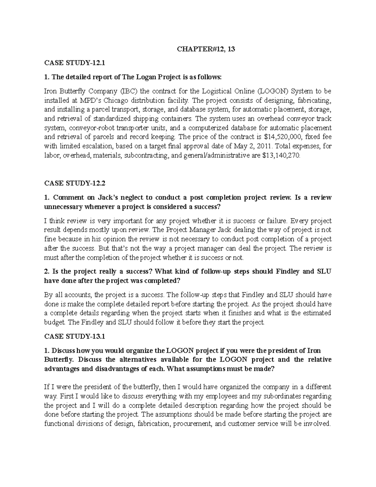 Pro 12 13 - Project Management In A Technological Environment - CHAPTER ...