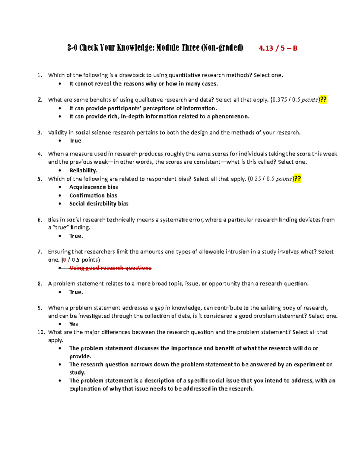 3-0 Check Your Knowledge- Module Three (Non-graded) - It cannot reveal ...