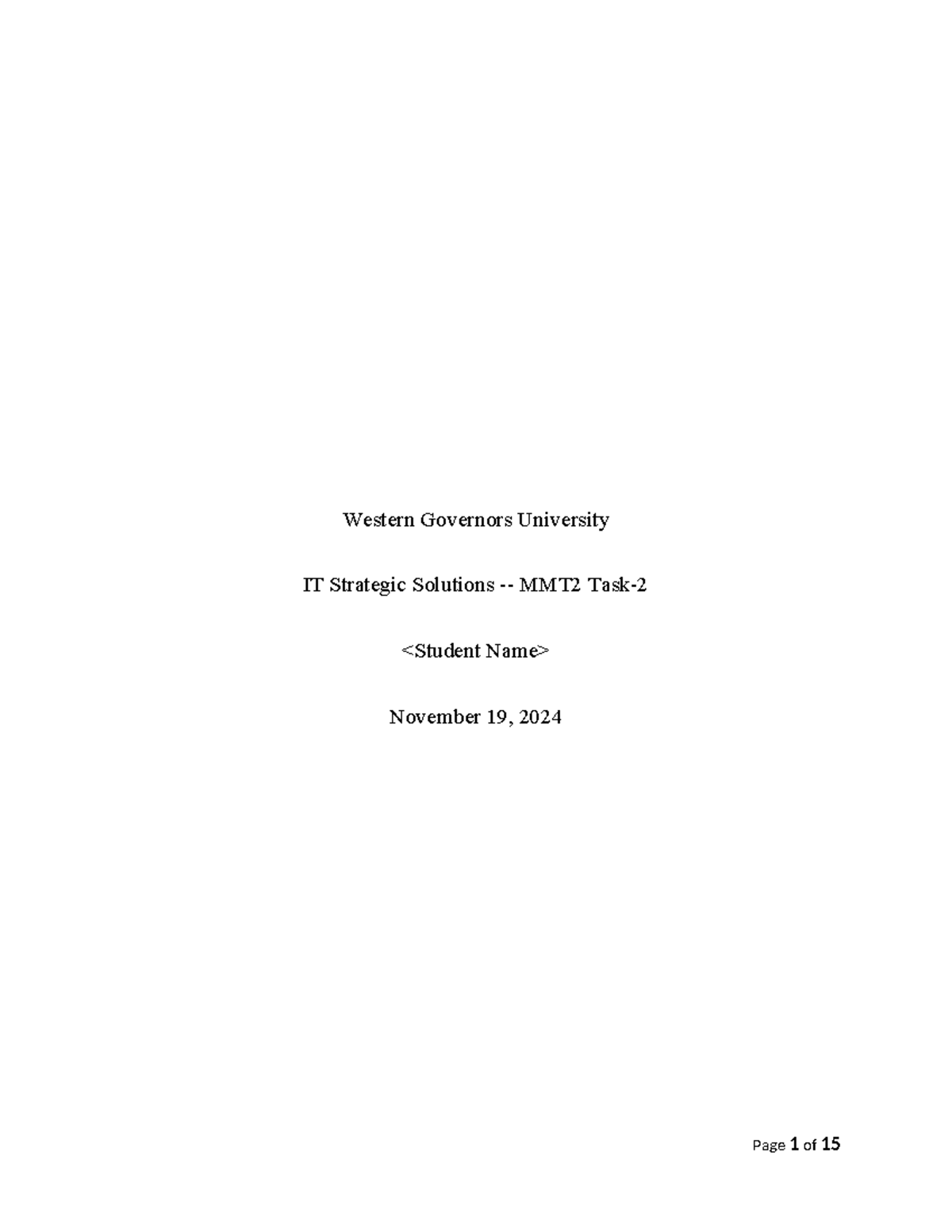 MMT2-Task2 - Task-2 - Western Governors University IT Strategic Solutions - MMT2 Task-