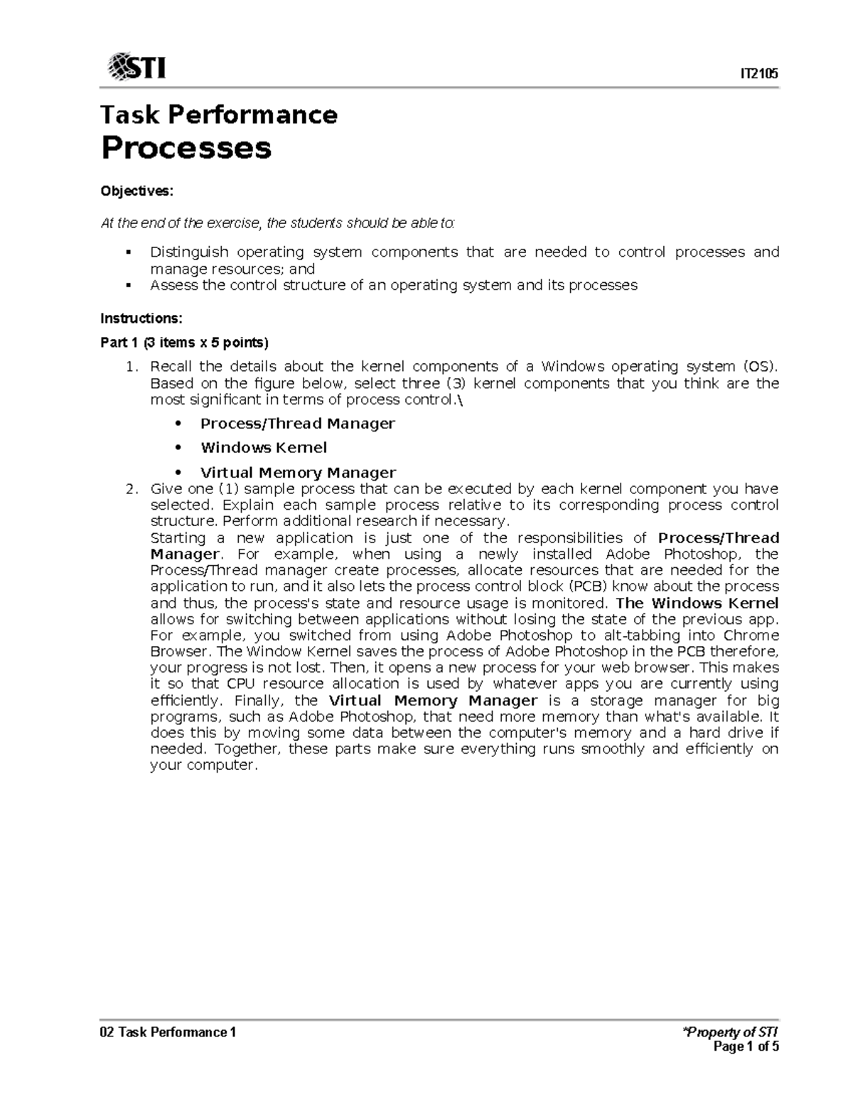 0 2 Task Performance 1 - 02 Task Performance 1 *Property of STI Task ...