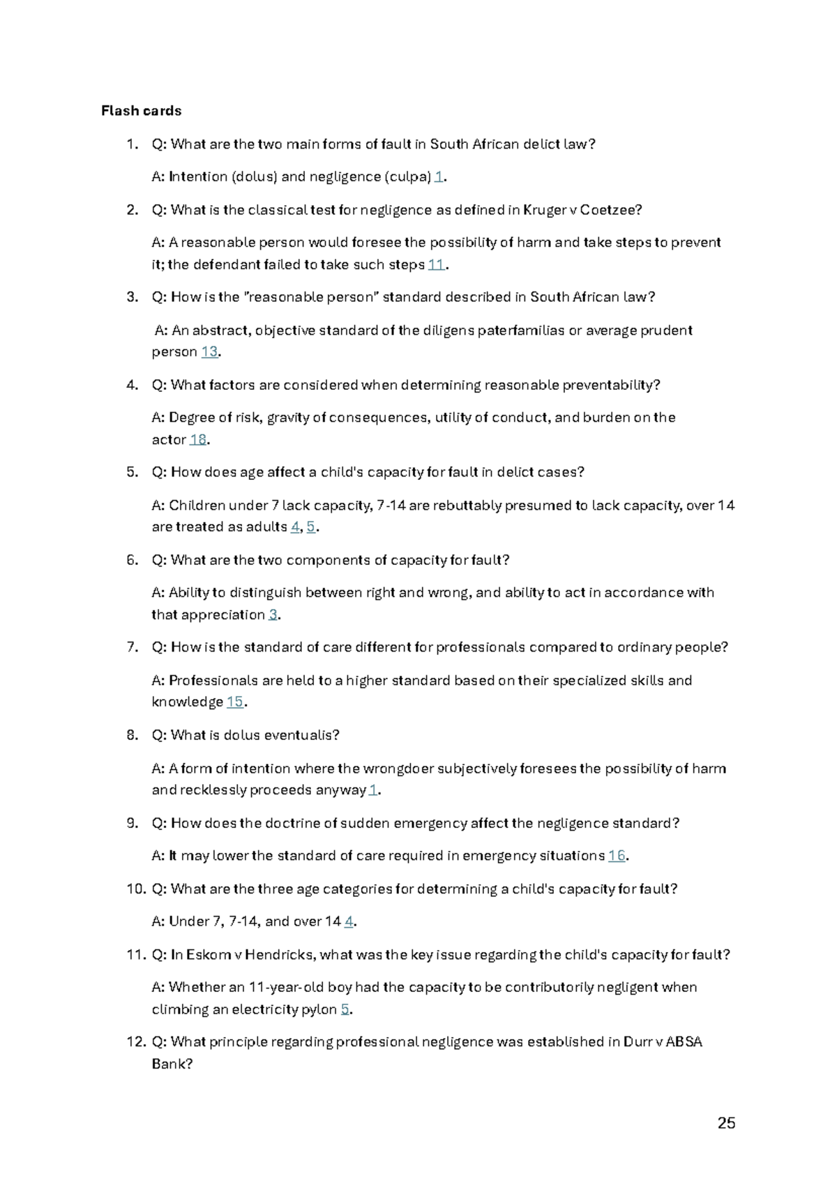 Flash cards chapter 12 of delict - 25 Flash cards 1. Q: What are the ...