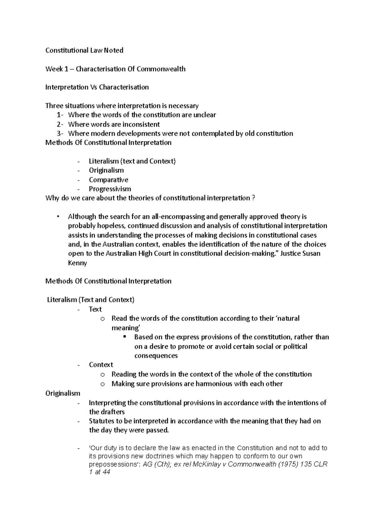 Constitutional Law Notes - Constitutional Law Noted Week 1 ...
