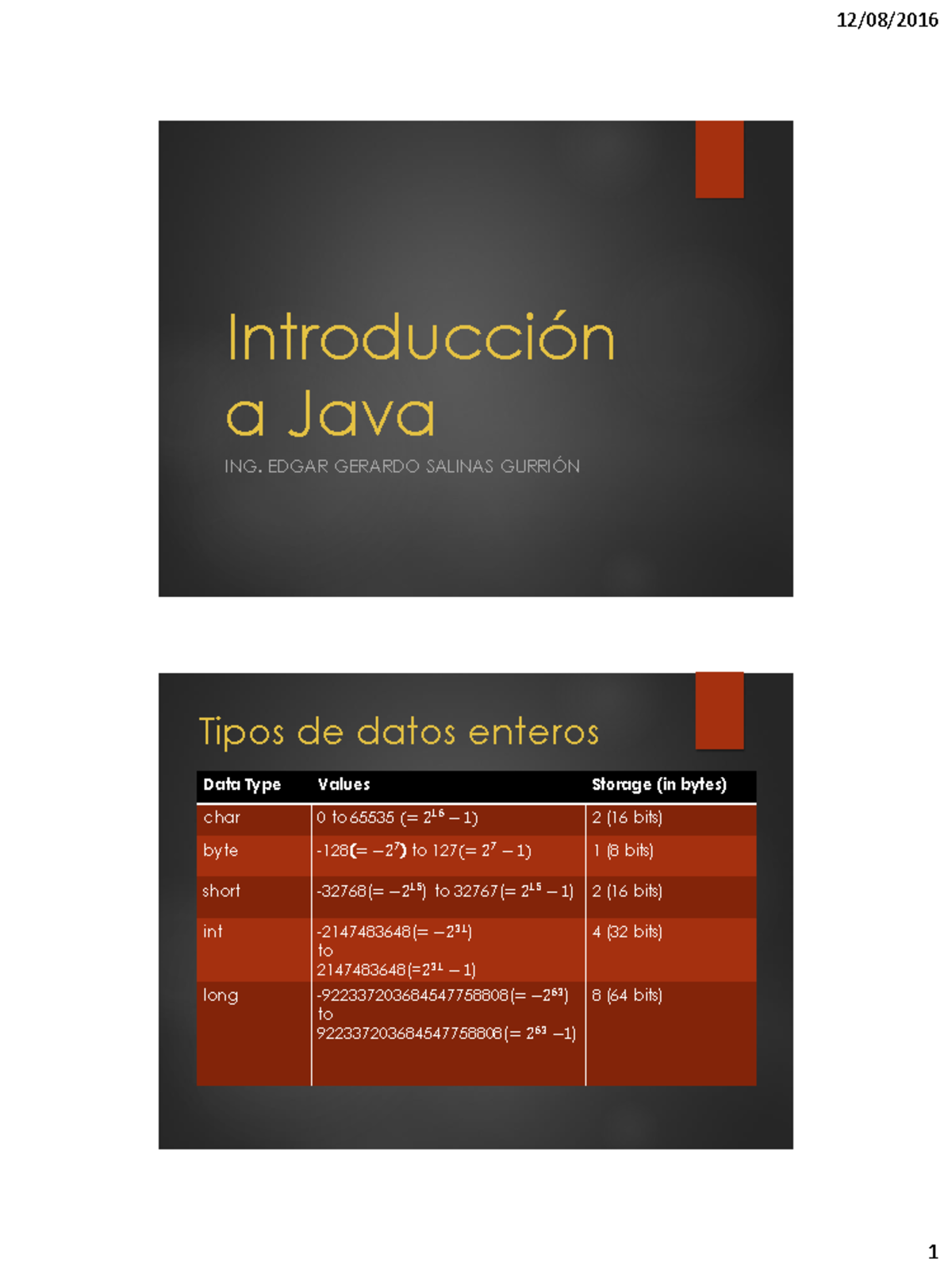01-Intro Java Presentacion - Introducción a Java ING. EDGAR GERARDO ...
