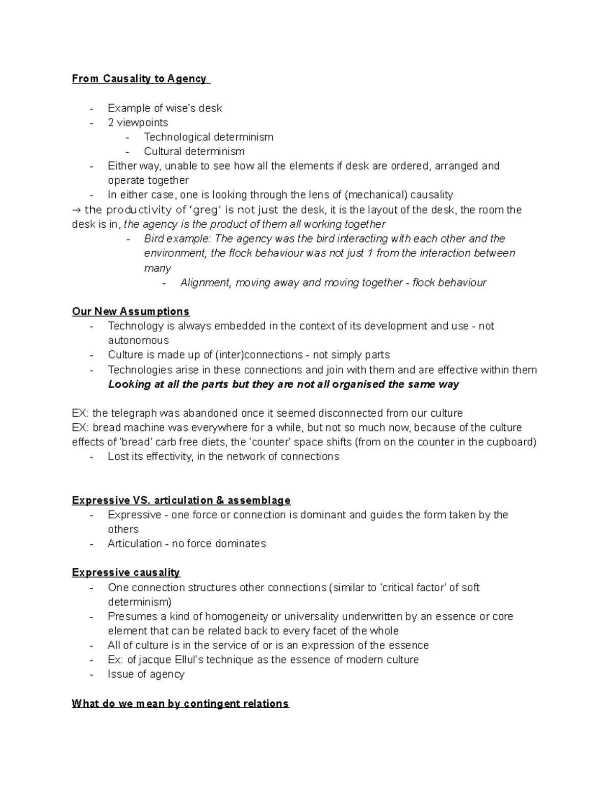 Lesson 7 - Lecture notes 7 - From Causality to Agency Example of wise’s ...
