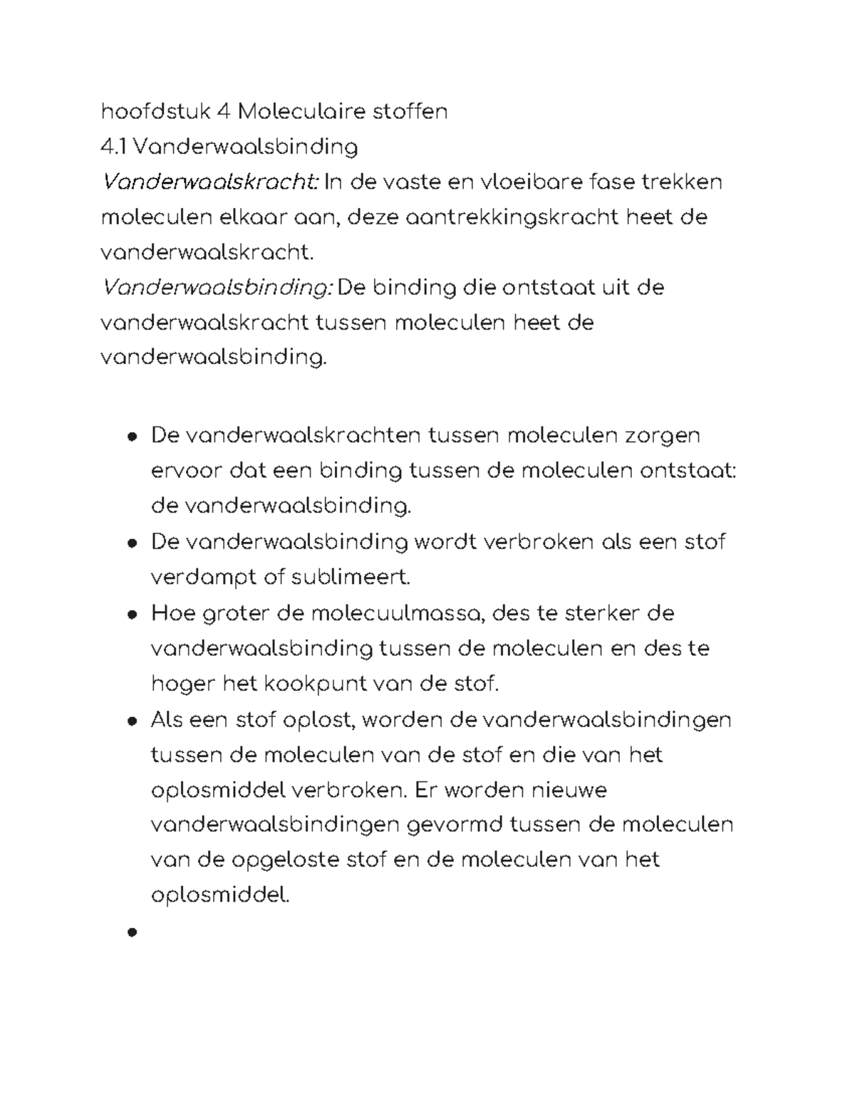 Scheikunde hoofdstuk 4 - hoofdstuk 4 Moleculaire stoffen 4 ...