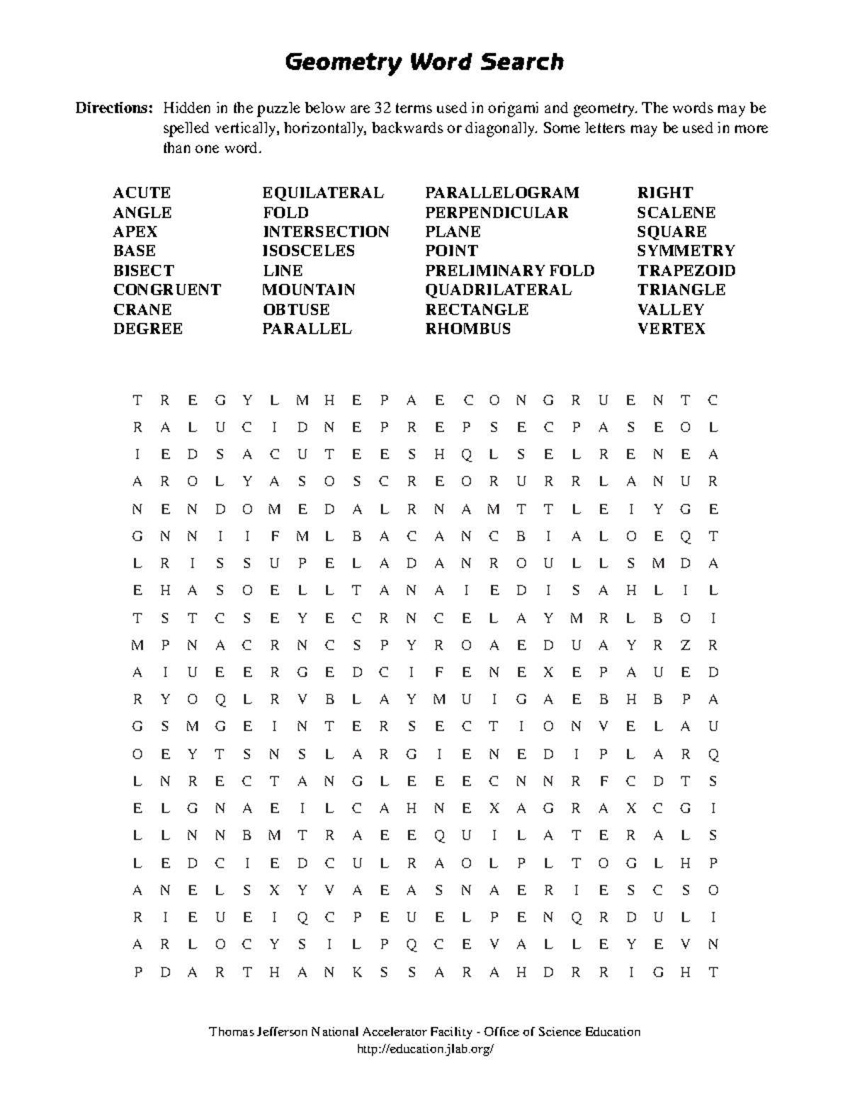 Geometry Word Search - n/a - Thomas Jefferson National Accelerator ...