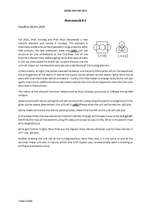 Homework 3 - CHEM 201 Fall 2021 Homework 3 Deadline Dec 6th 1) Compare ...