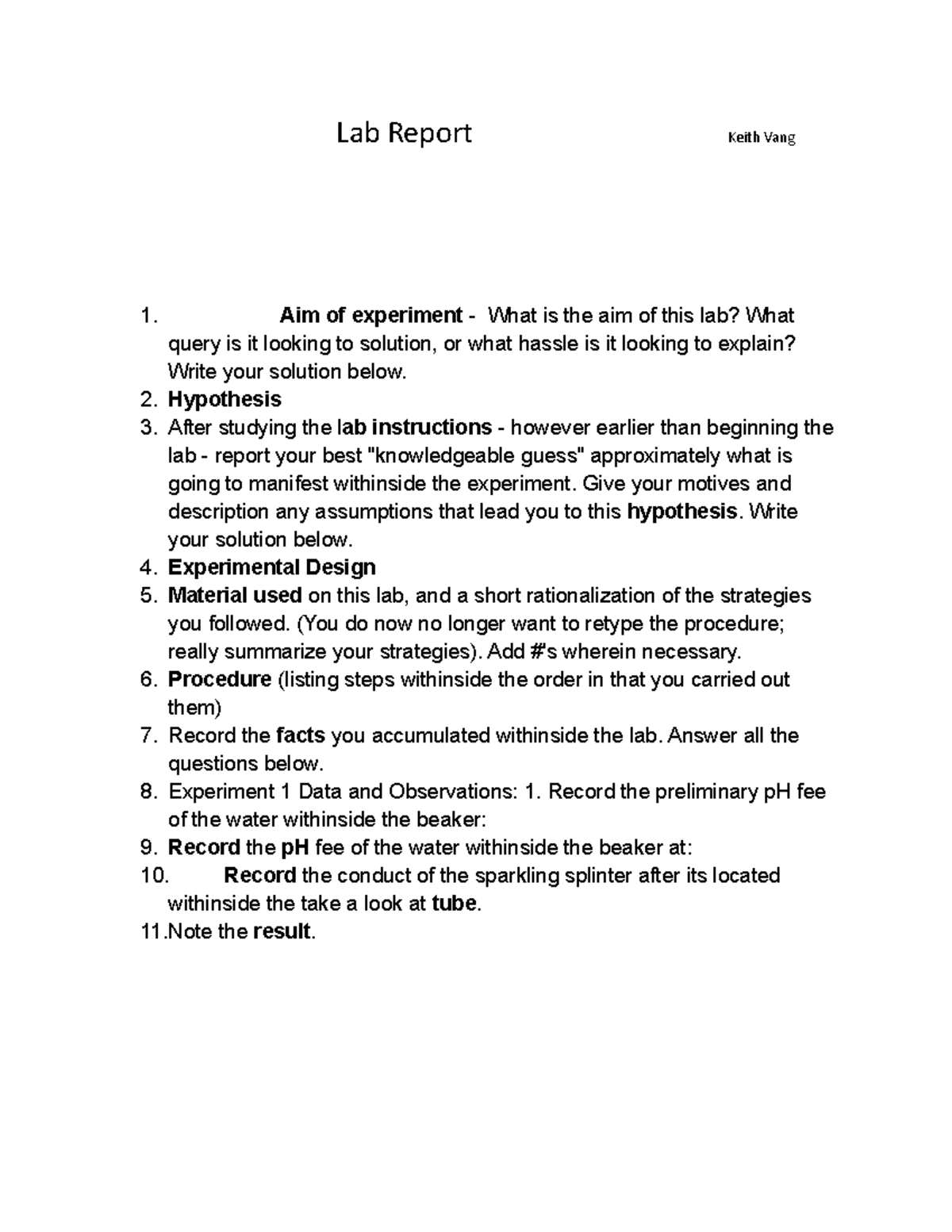 Lab - It should be helpful to do - Lab Report Keith Vang Aim of ...