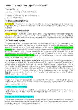 Lesson 8- NSTP CWTS - LESSON 8: PHILIPPINE DISASTER RISK REDUCTION AND MANAGEMENT SYSTEM 1 ...