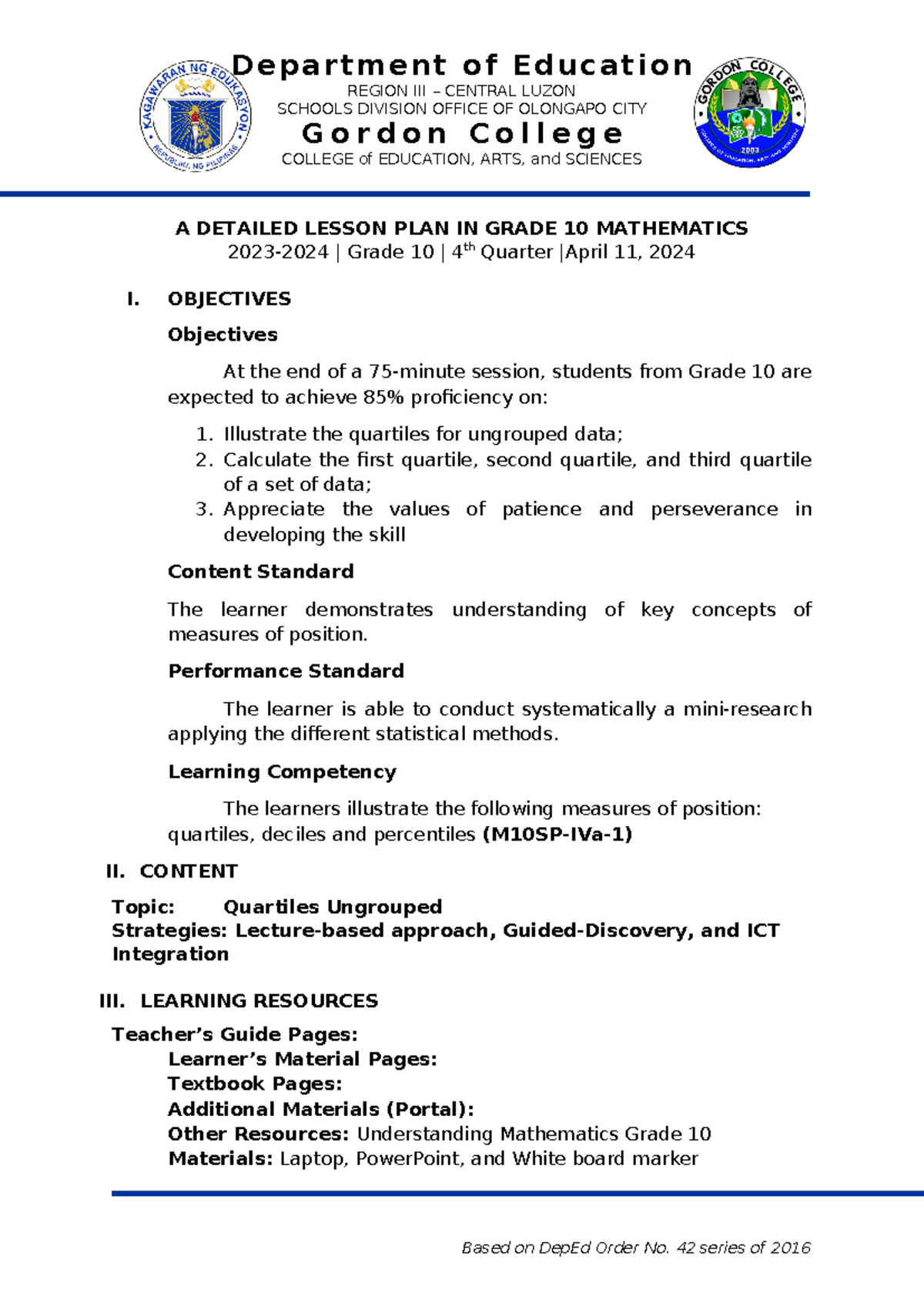 Quartile-Group-LP - DLP - D e p a r t m e n t o f E d uc a t i o n ...
