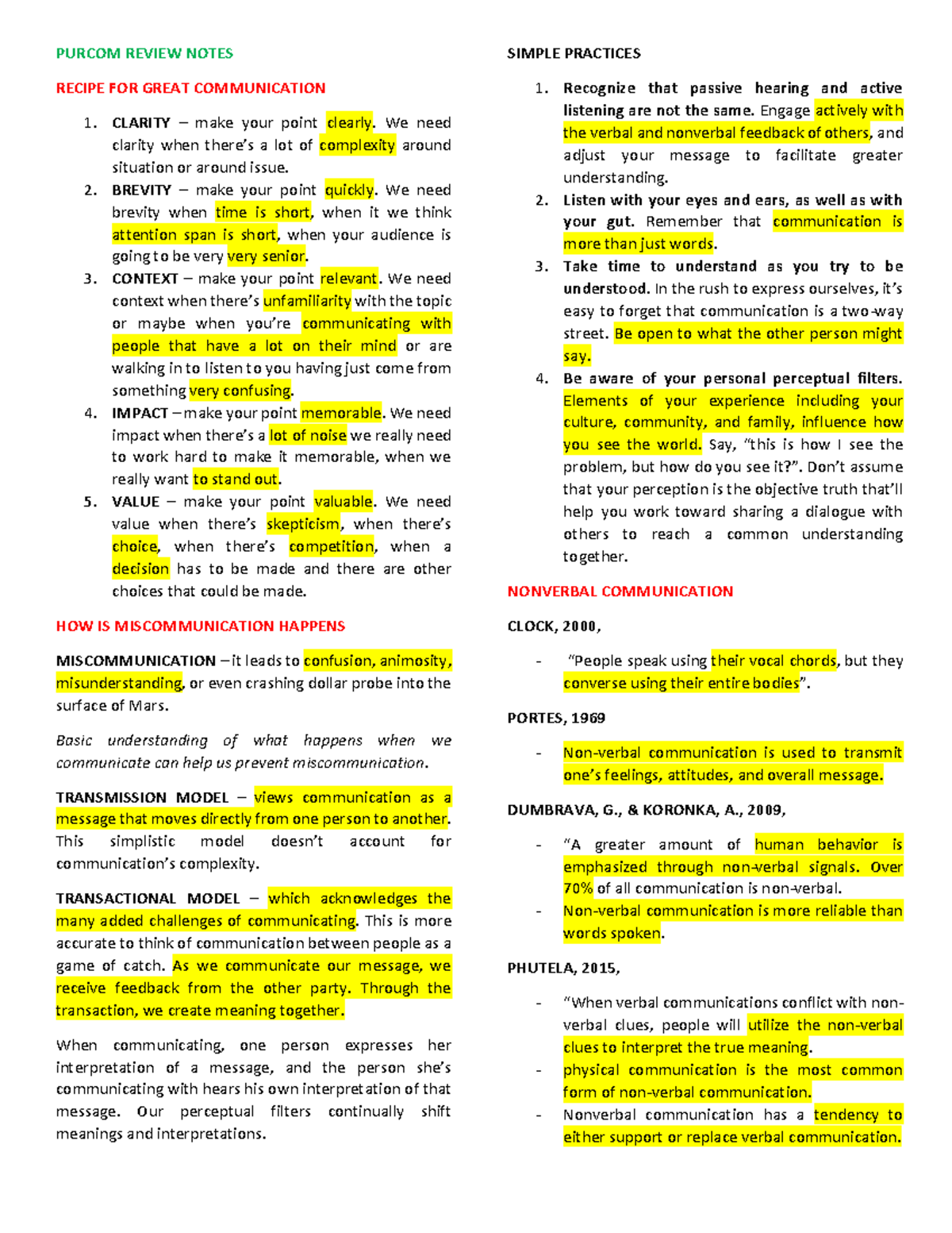 Purcom- Reviewer- Notes - PURCOM REVIEW NOTES RECIPE FOR GREAT ...