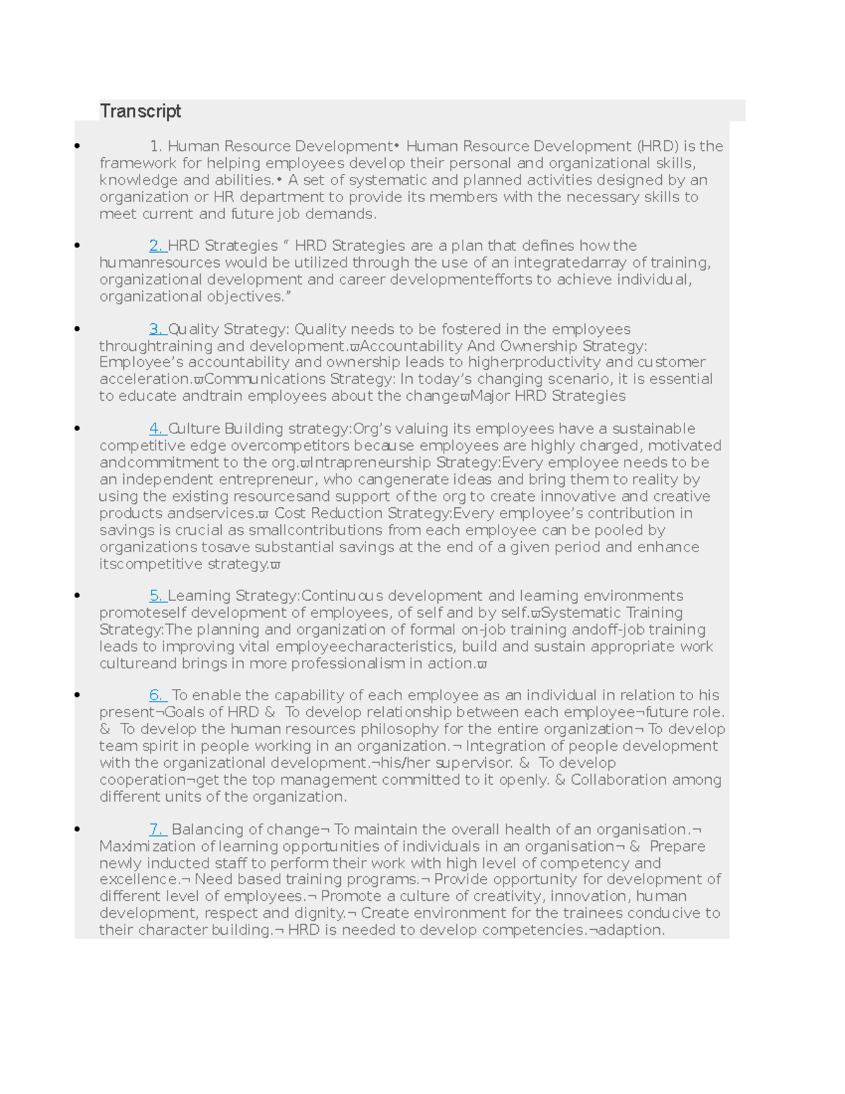 Hrd - human resource development notes - Transcript 1. Human Resource ...