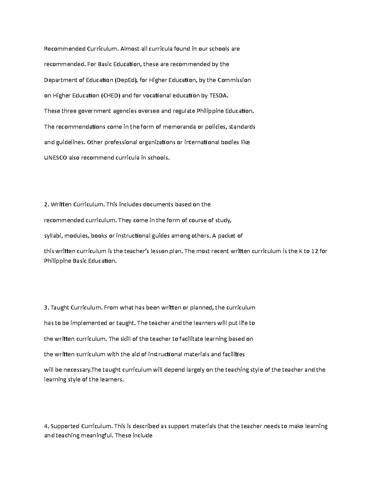 7 curriculum - Recommended Curriculum. Almost all curricula found in ...
