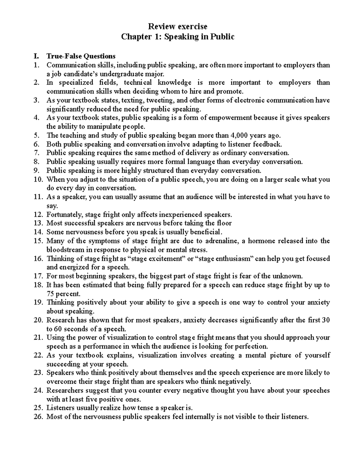 Chap 1 - practice - Review exercise Chapter 1: Speaking in Public I ...