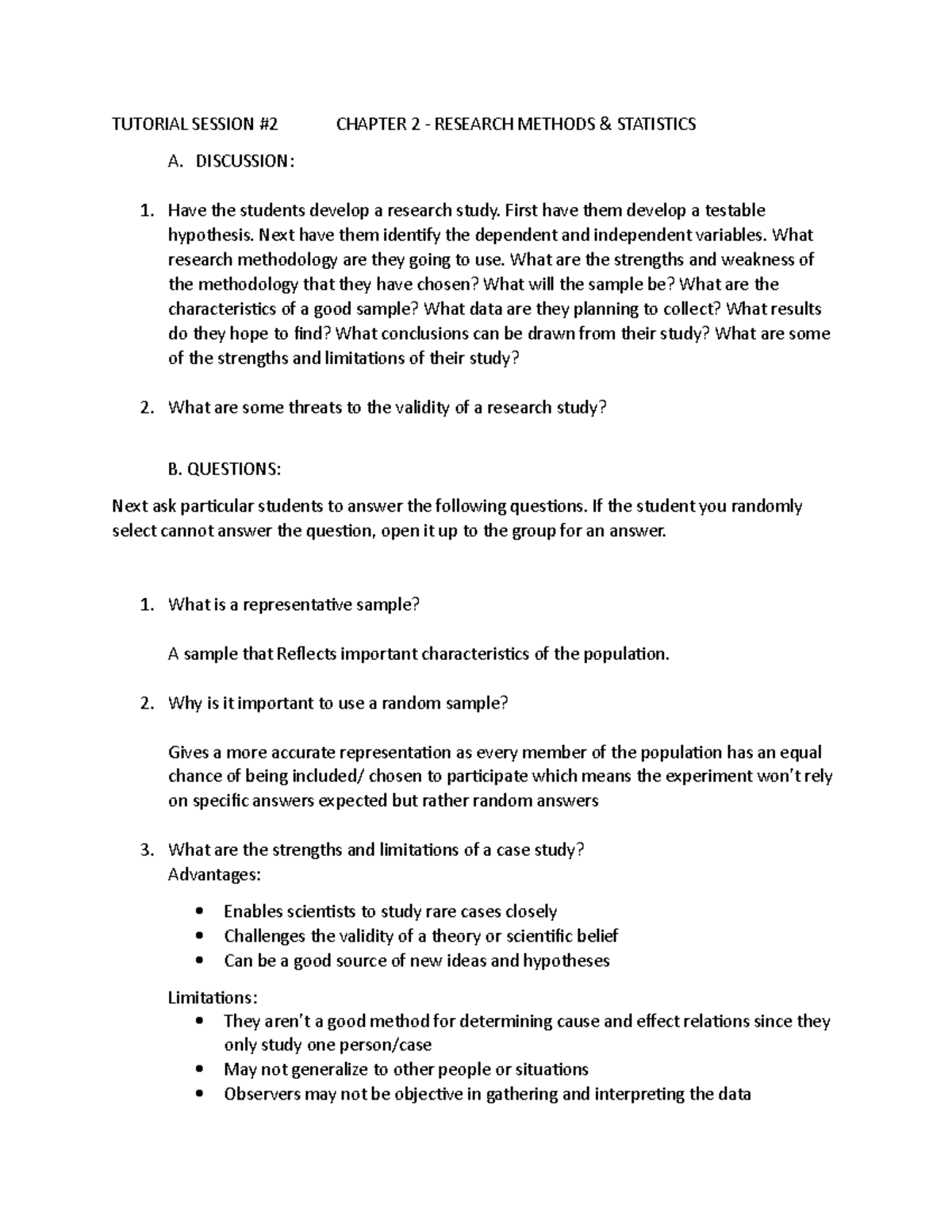 Tutorial 2 - tut 2 - TUTORIAL SESSION #2 CHAPTER 2 - RESEARCH METHODS & STATISTICS A. - Studocu