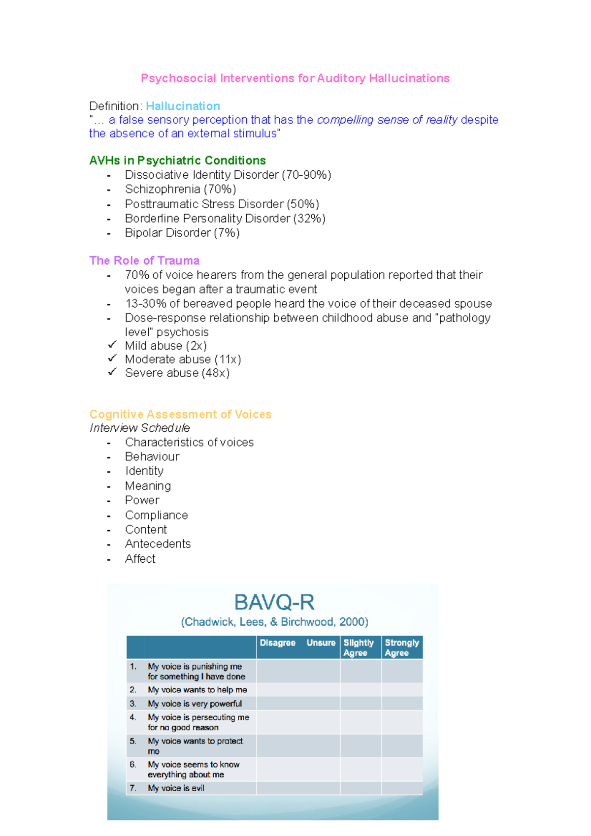 Psychosocial Interventions for Auditory Hallucinations - yell at voices ...