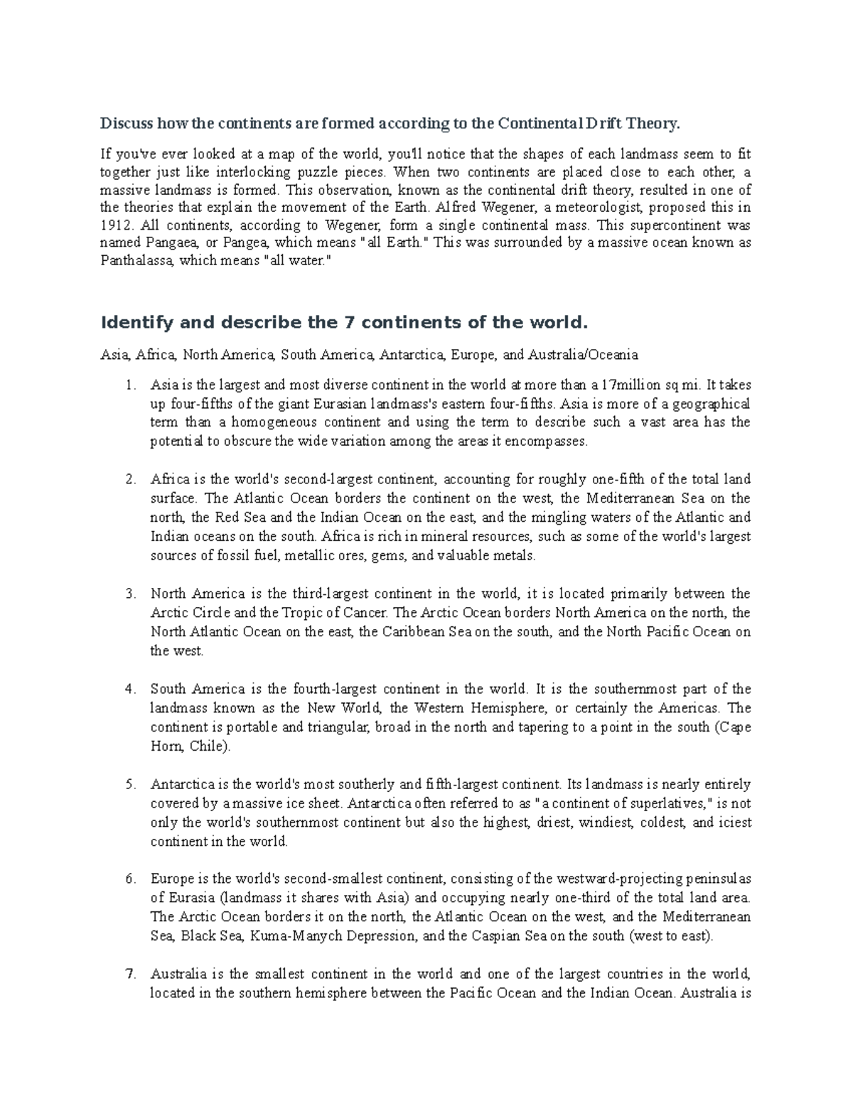GCTG 1st Activity (How Did the Continents Form) - Discuss how the ...