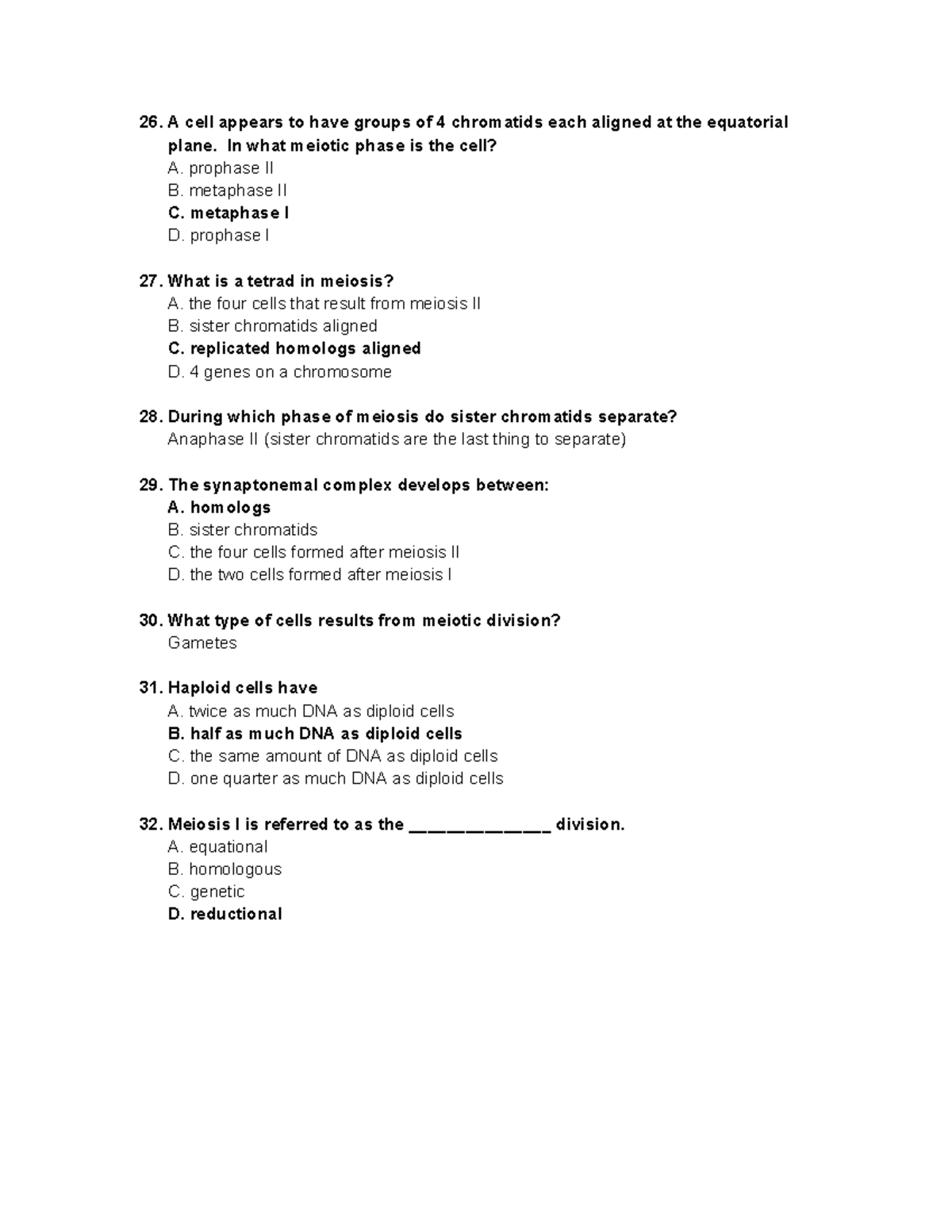 General Biology II Lab Meiosis studyguide part 5 - A cell appears to ...