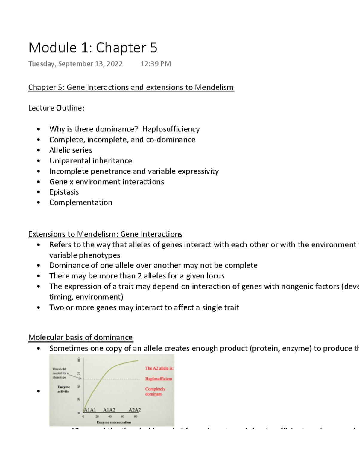 Module 1 Chapter 5 (lecture) - Chapter 5: Gene Interactions and extensions to Mendelism Lecture ...