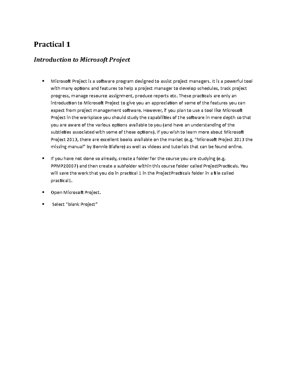 MS project exercise v1 final assignment of the semester - Fundamentals of Management - Studocu