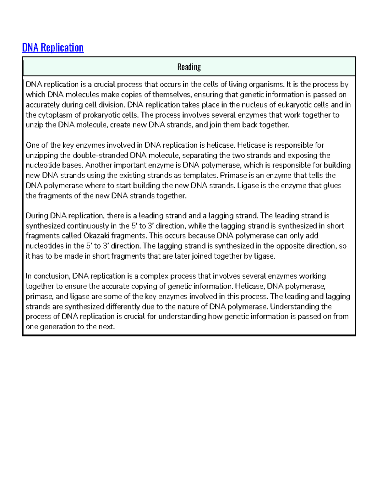 DNA Replication Amoeba - DNA Replication Reading DNA replication is a ...