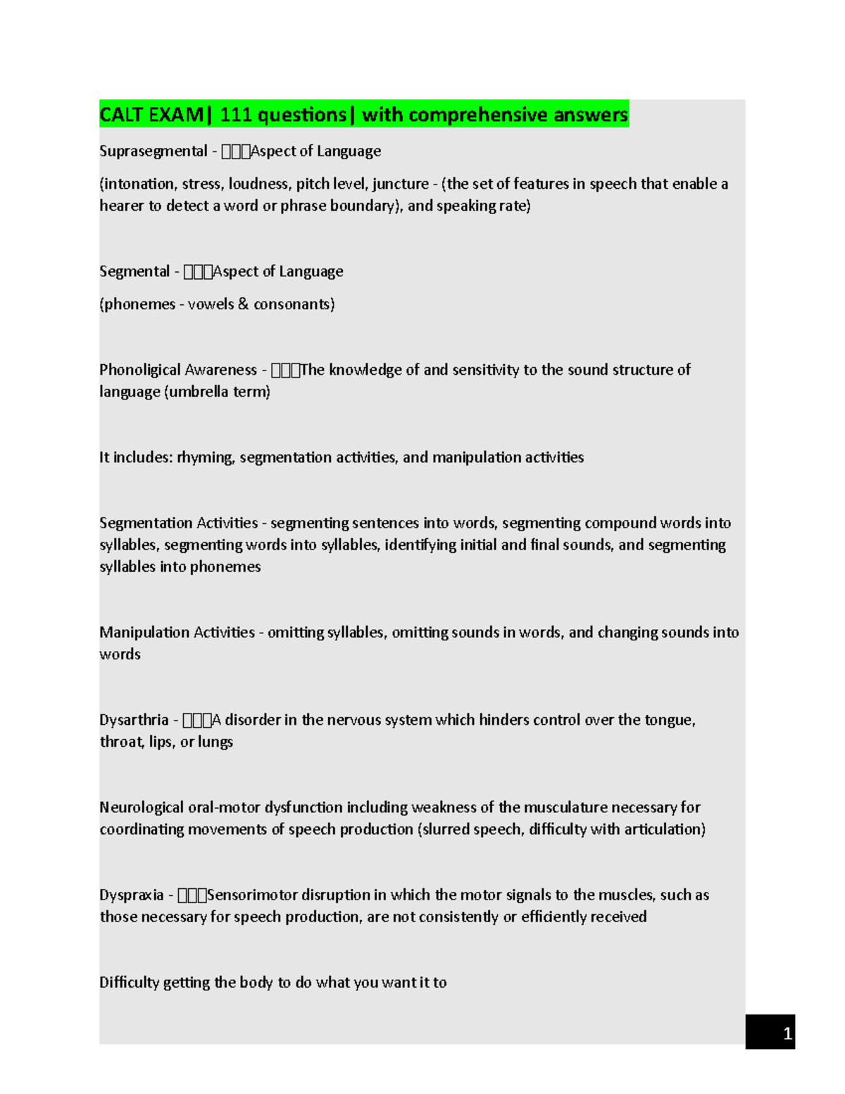 CALT EXAM - CALT EXAM - [Date] CALT EXAM| 111 questions| with ...
